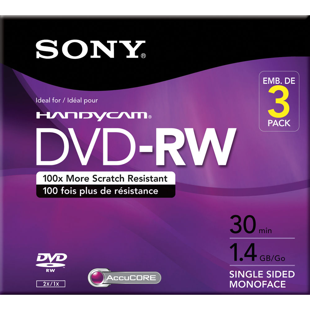 Sony DVD RW With Hangtab 8cm 3 Pack 3DMW30R2HC B H Photo
