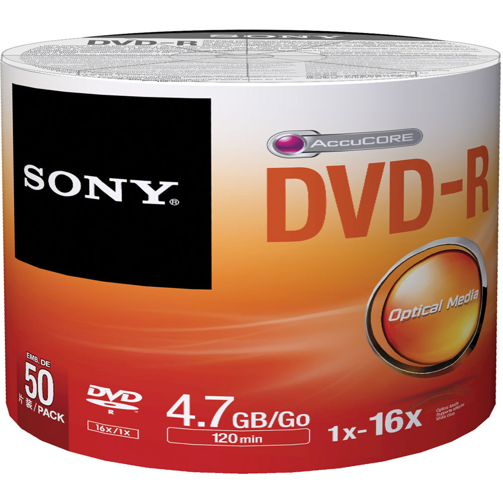 Sony DVD R 4 7GB Recordable Media 50 Discs Bulk 50DMR47SB US