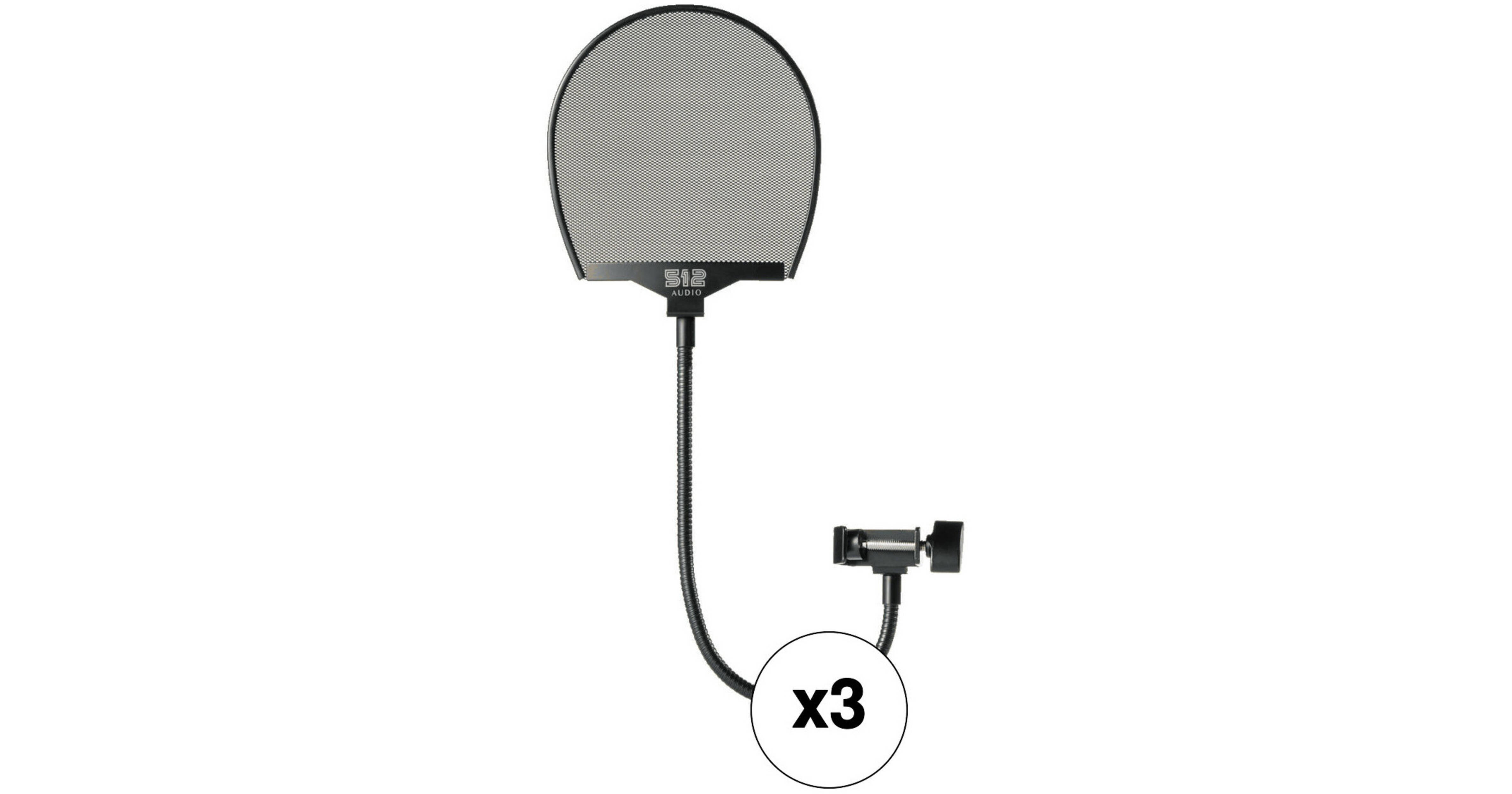 512 AUDIO Microphone Pop Filter with Gooseneck C-Clamp (3-Pack)