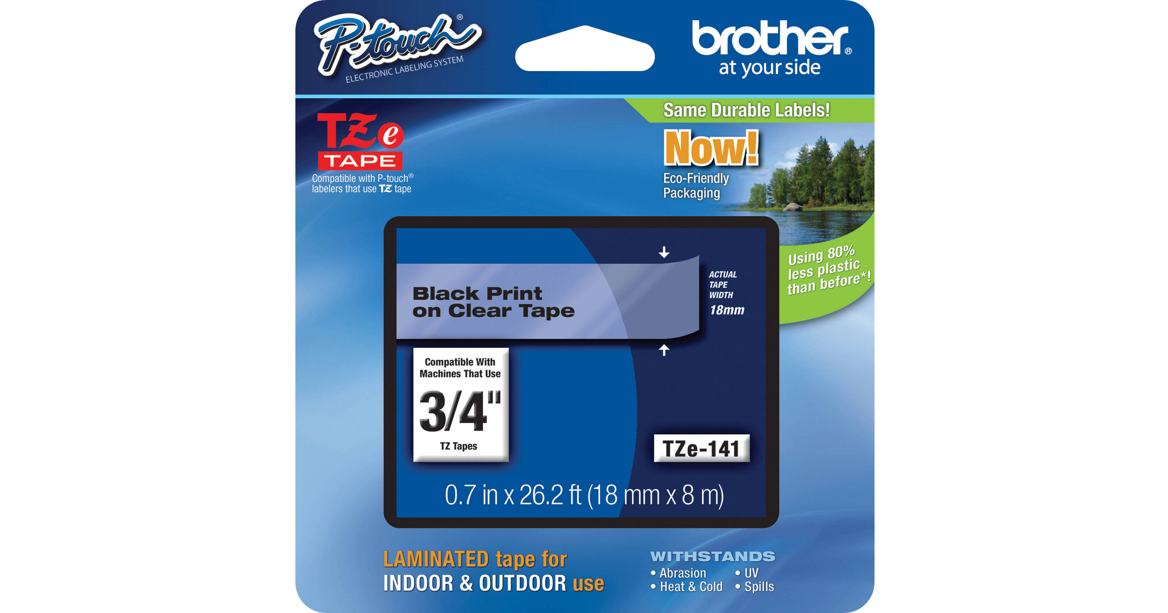 Brother TZe141 Laminated Tape for P-Touch Labelers TZE-141G B&H