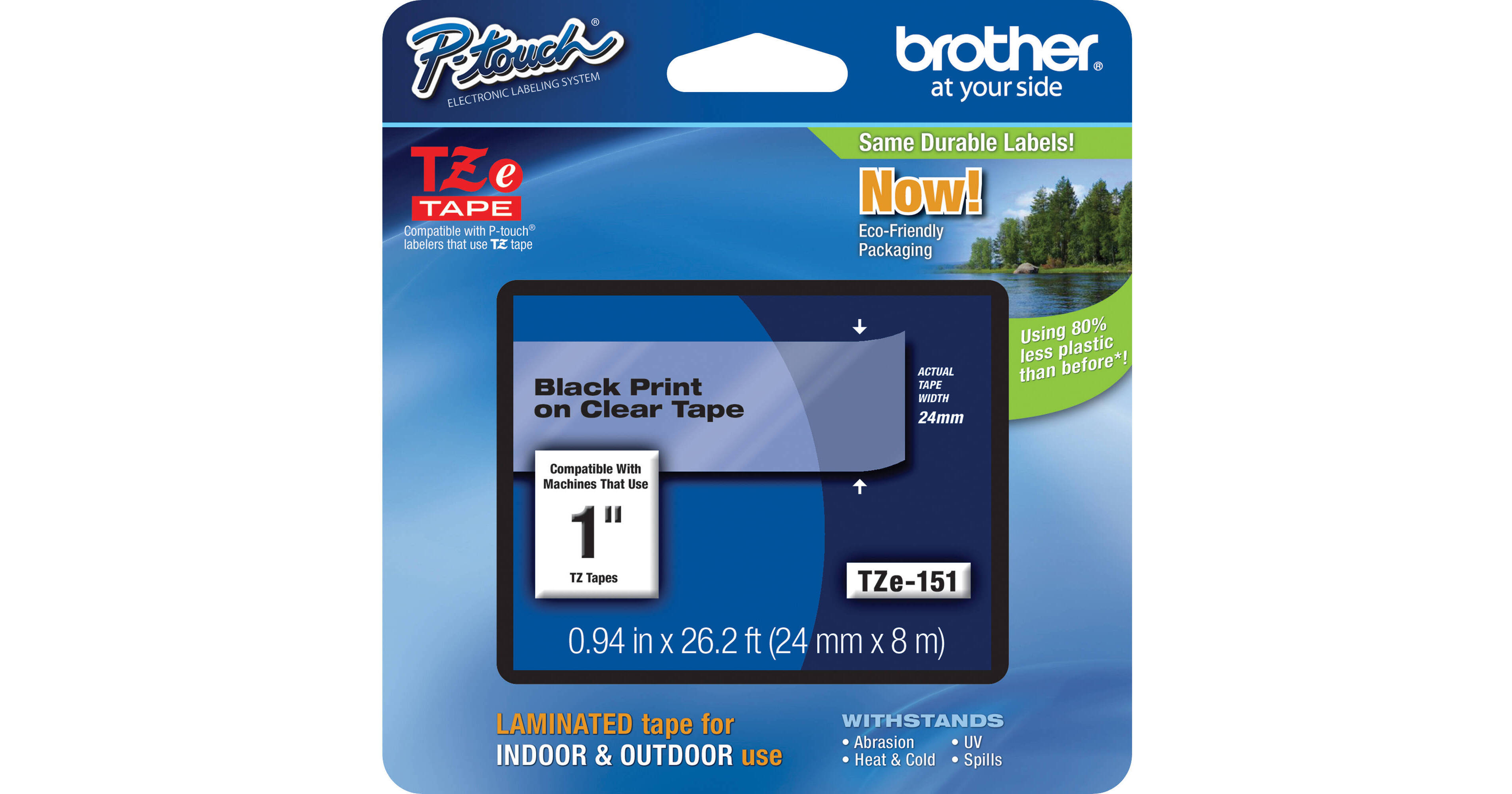 Brother TZe151 Laminated Tape for P-Touch Labelers TZE-151G B&H