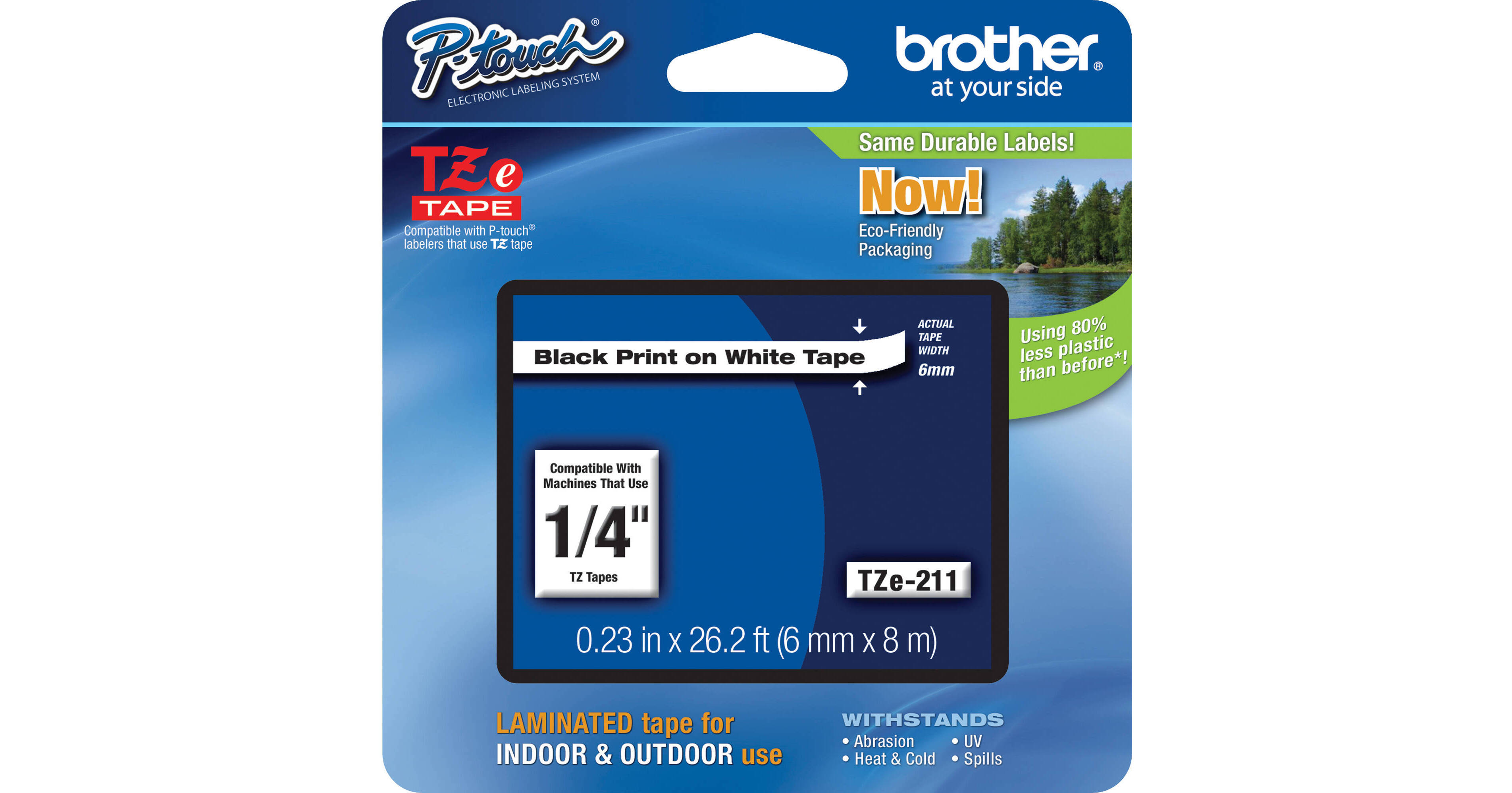 Brother TZe211 Laminated Tape for P-Touch Labelers TZE-211G B&H