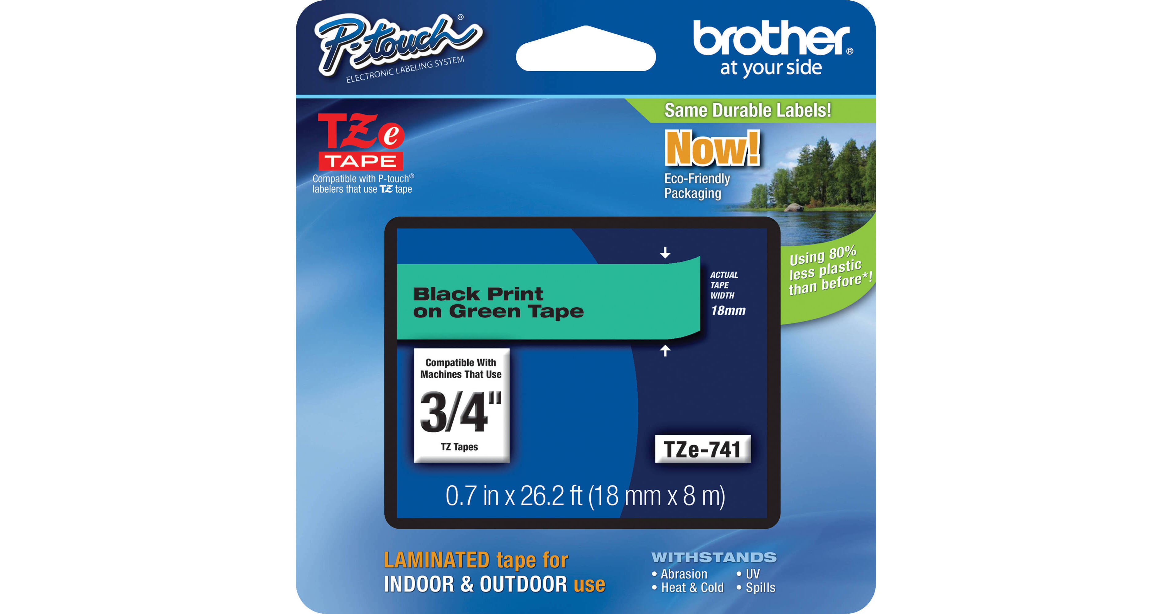 Brother TZe741 Laminated Tape for P-Touch Labelers TZE-741G B&H