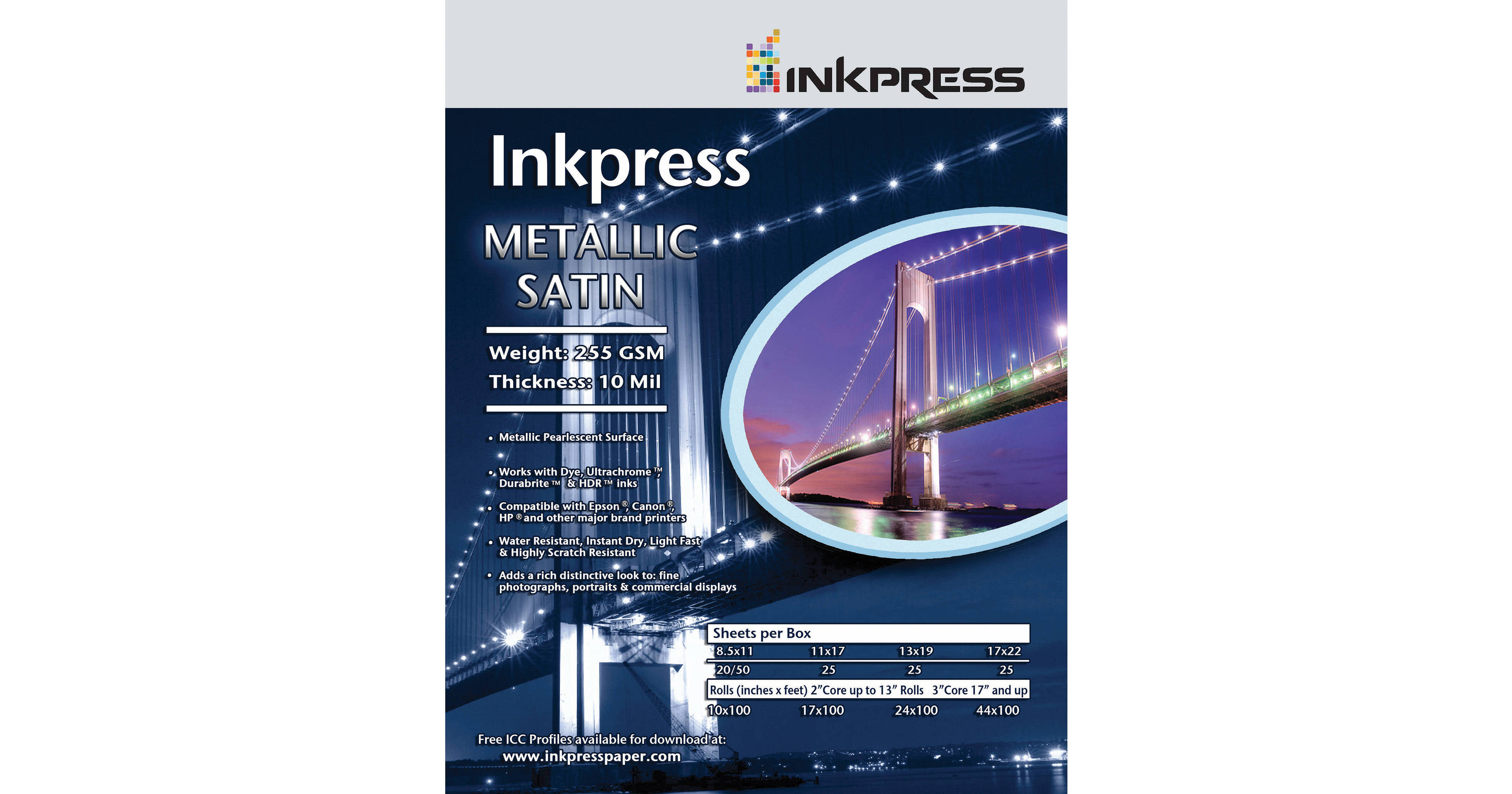 Inkpress Media Metallic Satin Printing Paper MPS111450 B&H Photo