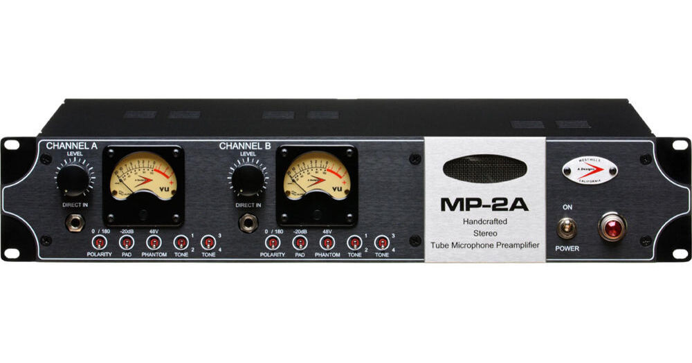 A-Designs MP-2A Stereo Tube Microphone Preamplifier and DI MP2A