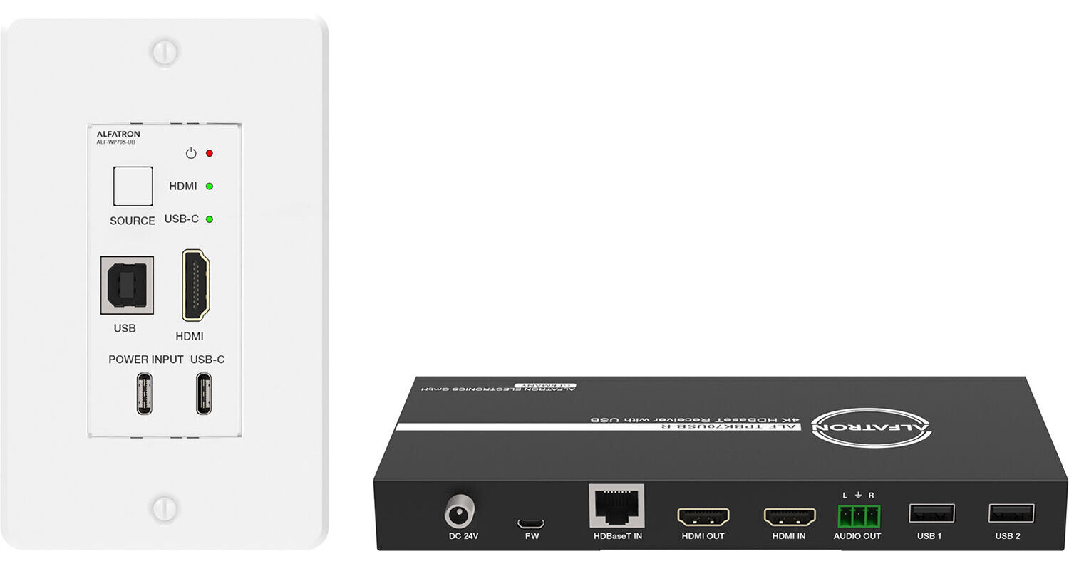 Alfatron 2 x 1 Switcher and HDBaseT Wall Plate ALF-WP70S-UB B&H
