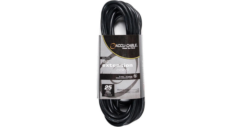 American DJ Accu-Cable 3-Wire Edison AC Extension Cord EC163-25