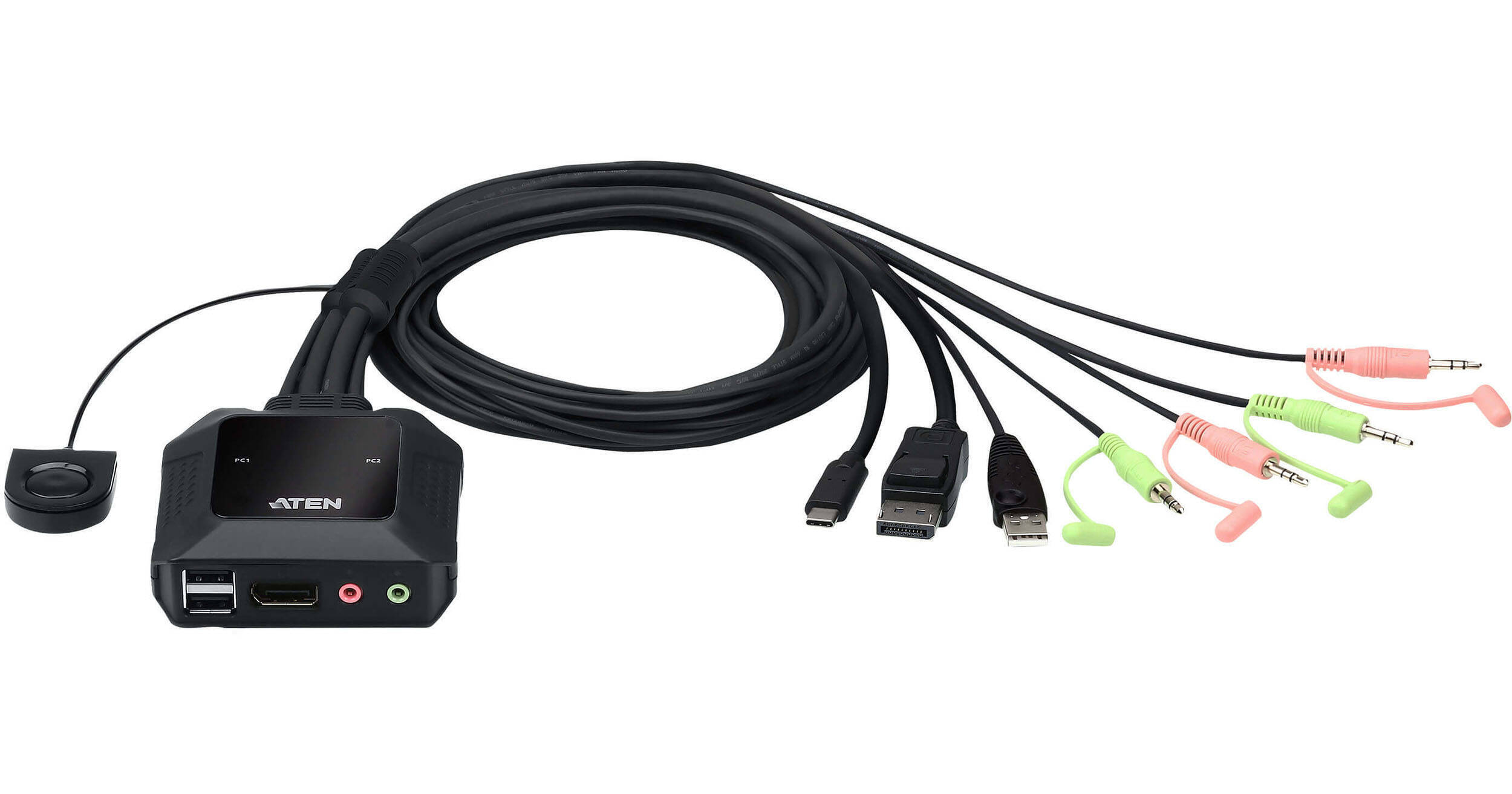 ATEN 2-Port USB-C DisplayPort Hybrid Cable KVM Switch CS52DP B&H