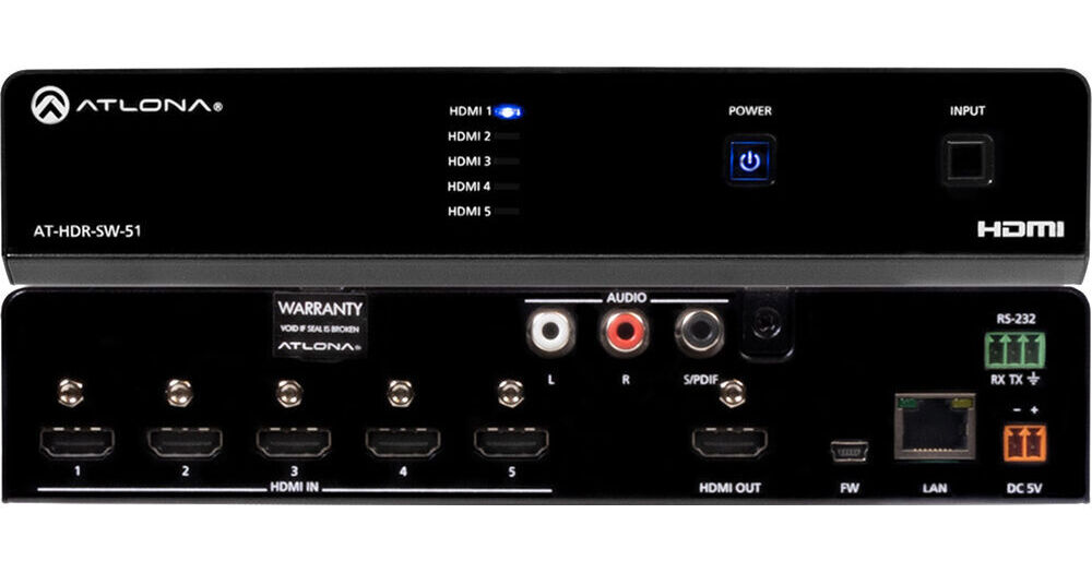 Atlona 5x1 4K HDR HDMI Matrix Switcher AT-HDR-SW-51 B&H Photo