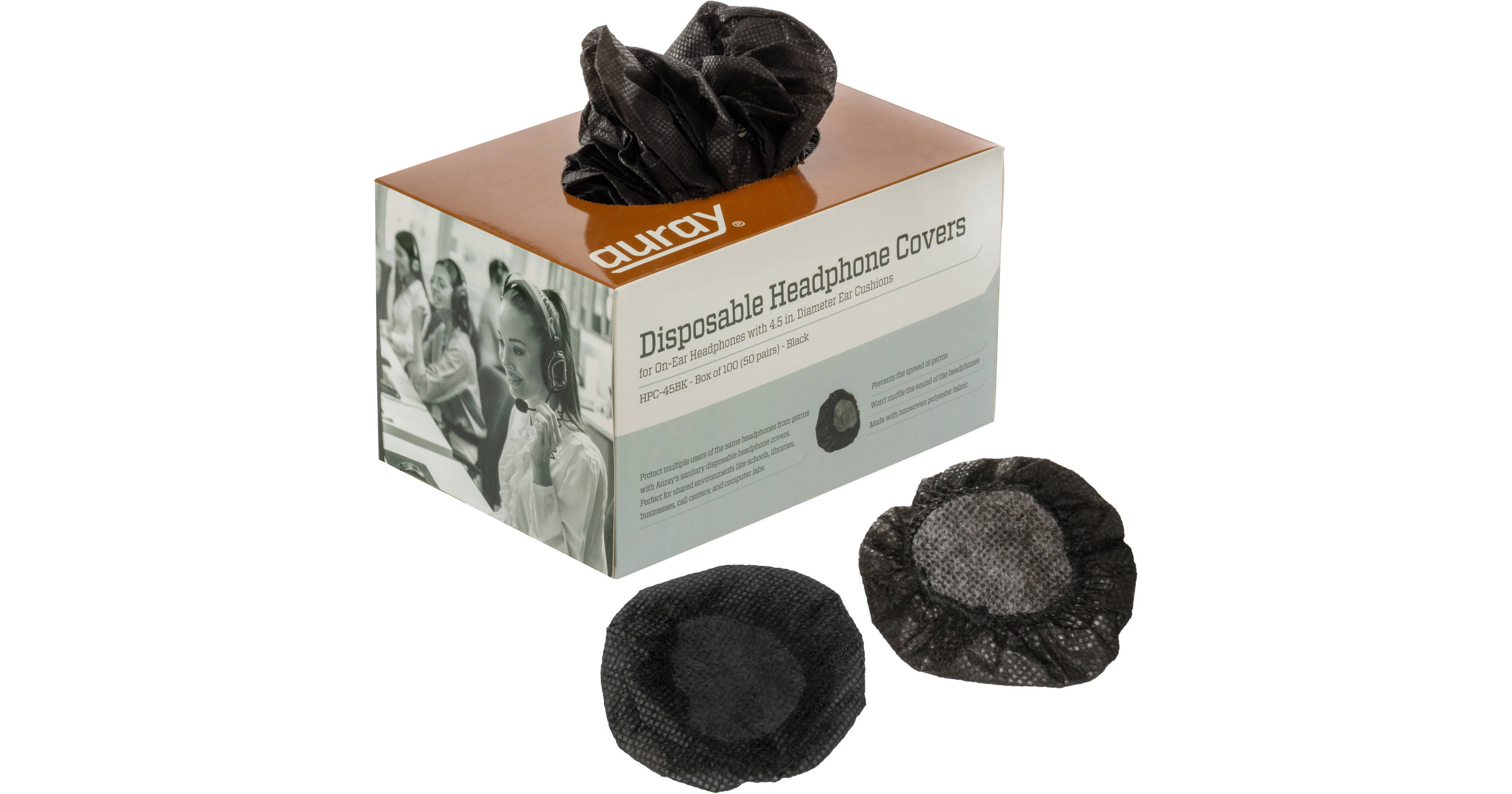 Auray Disposable Over-Ear Headphone Covers HPC-45BK B&H Photo