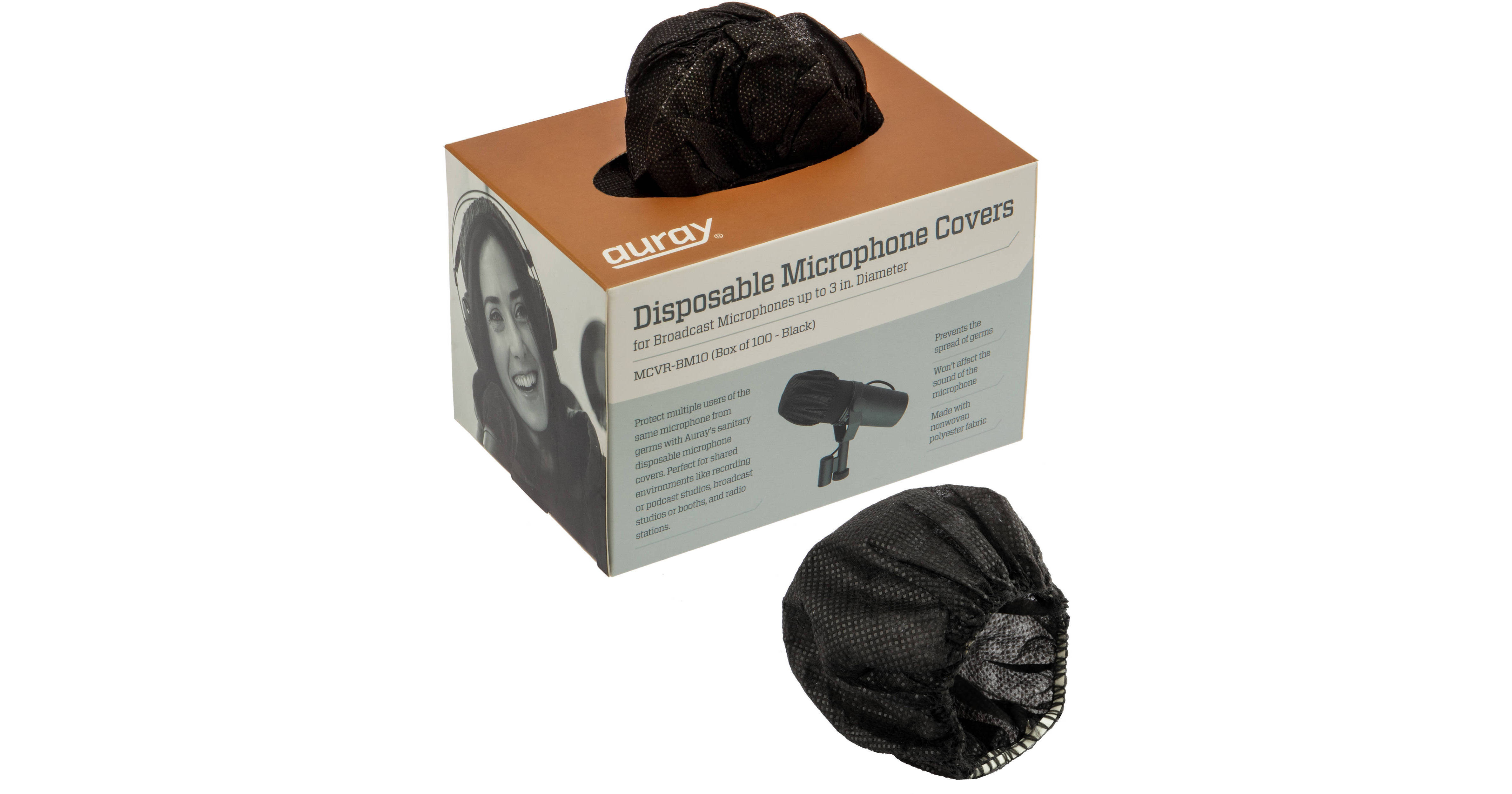 Auray Disposable Mic Cover for Broadcast Mics (100-Pack)