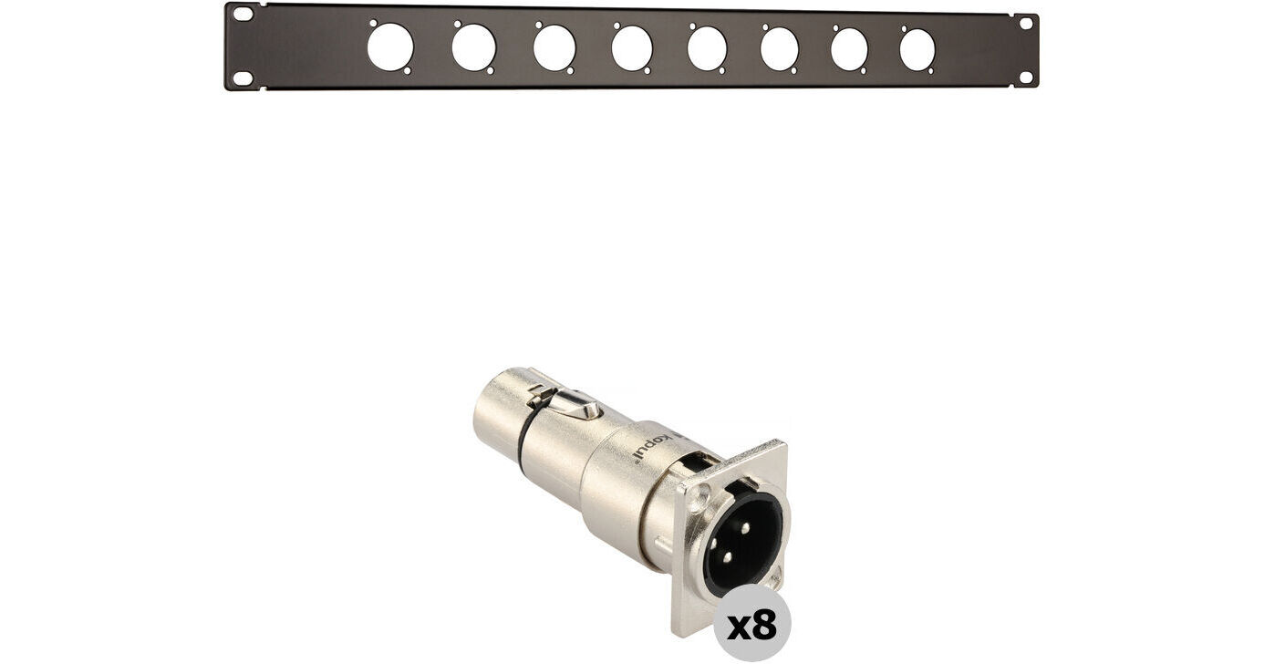 Auray RPPM8-1U Rack Panel for 8 Panel-Mount Connectors Kit with
