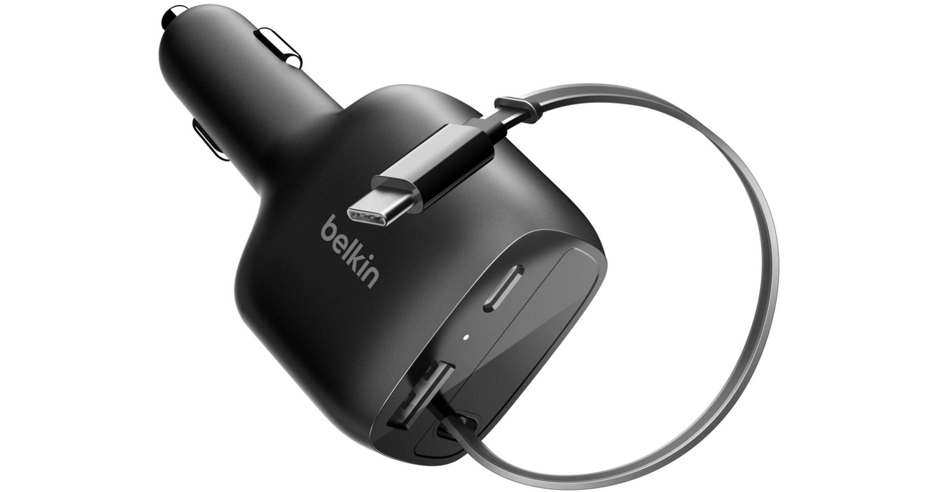 Belkin BoostCharge Retractable 75W USB Car Charger CCC001FQBK