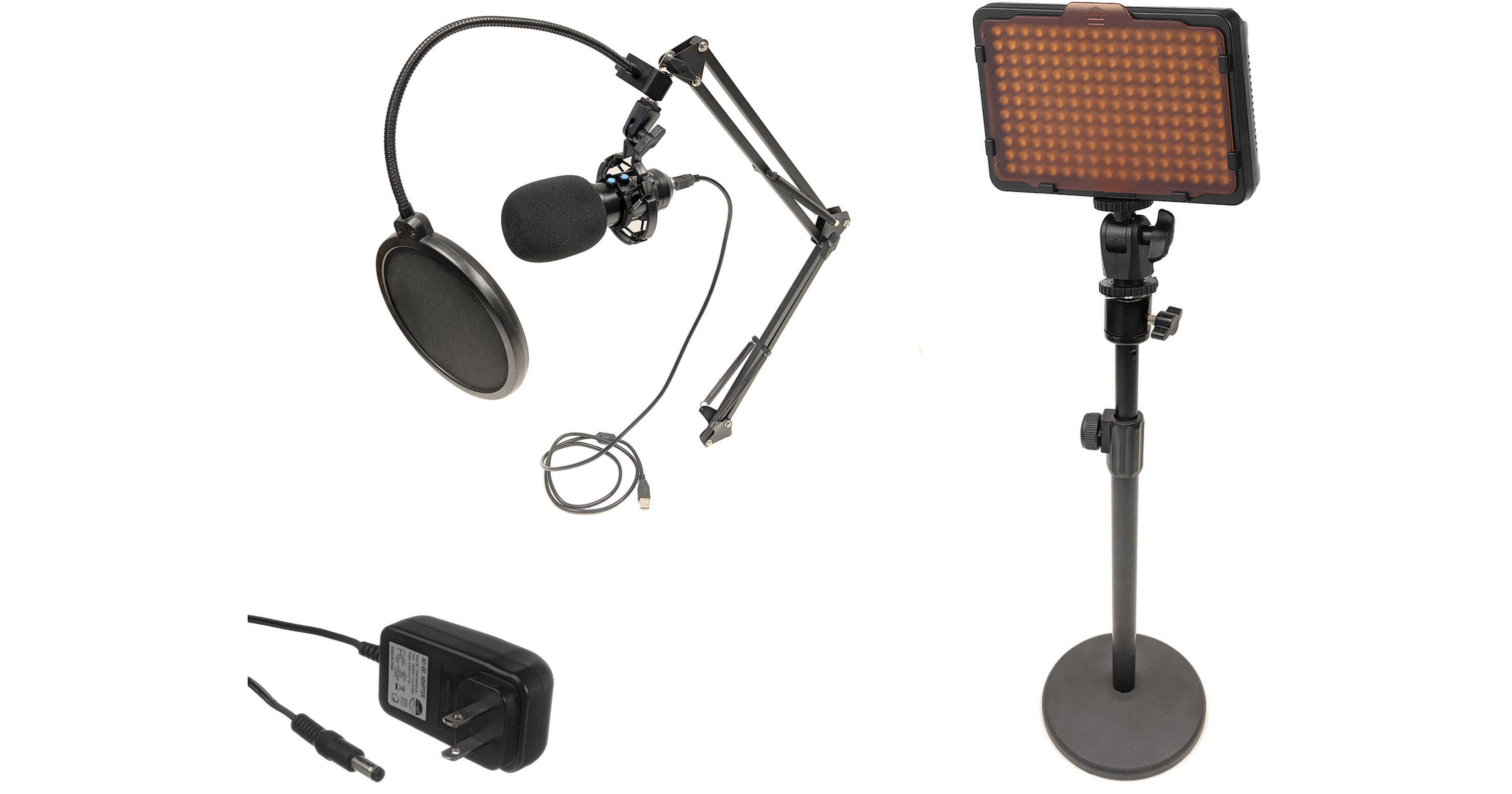 Bescor WAFFLE Light Kit with Tabletop Stand and WAFFLESTREAM1MIC