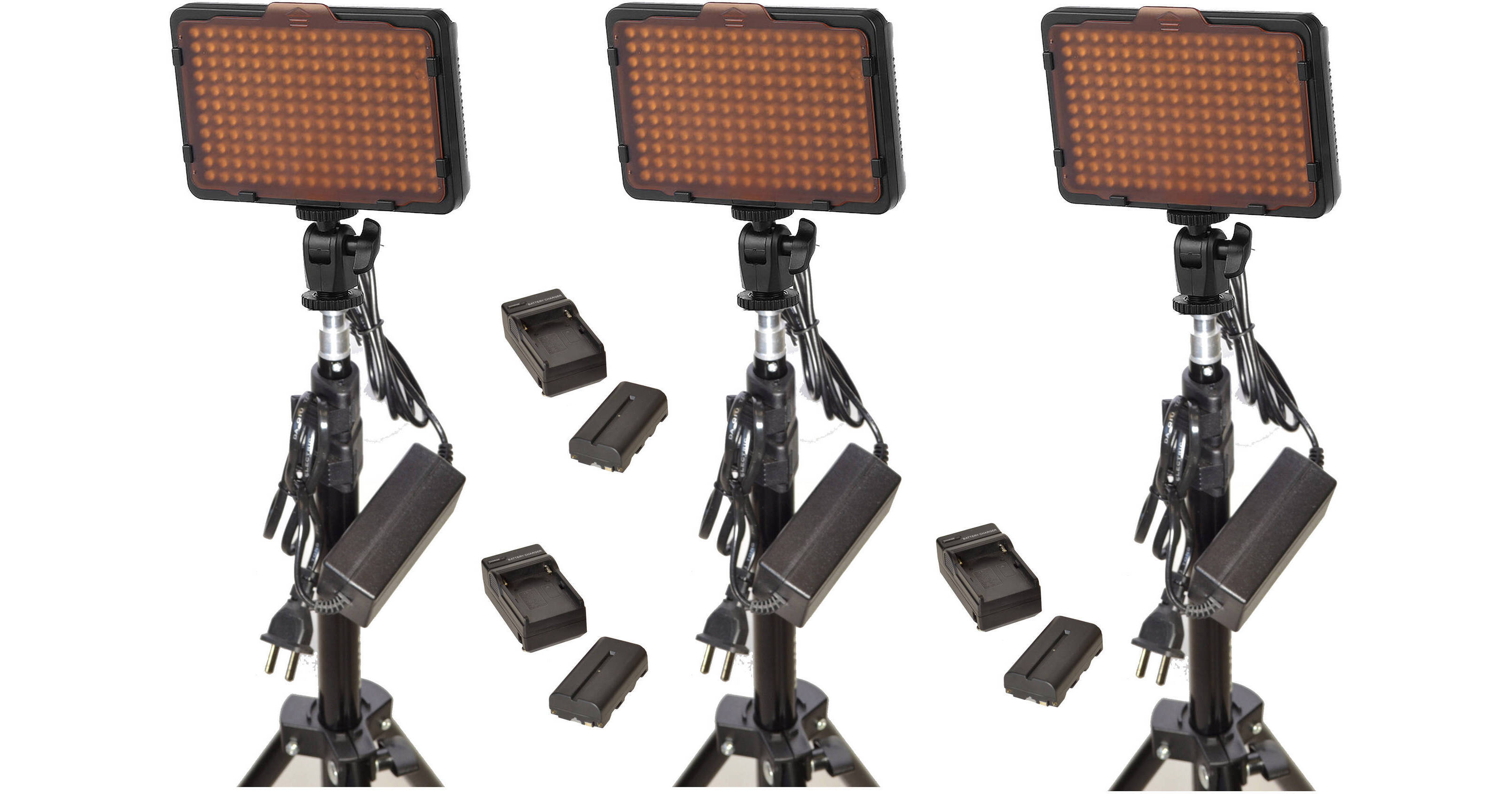 Bescor WAFFLE 176-Bulb LED 3-Light Battery and AC WAFFLETB B&H