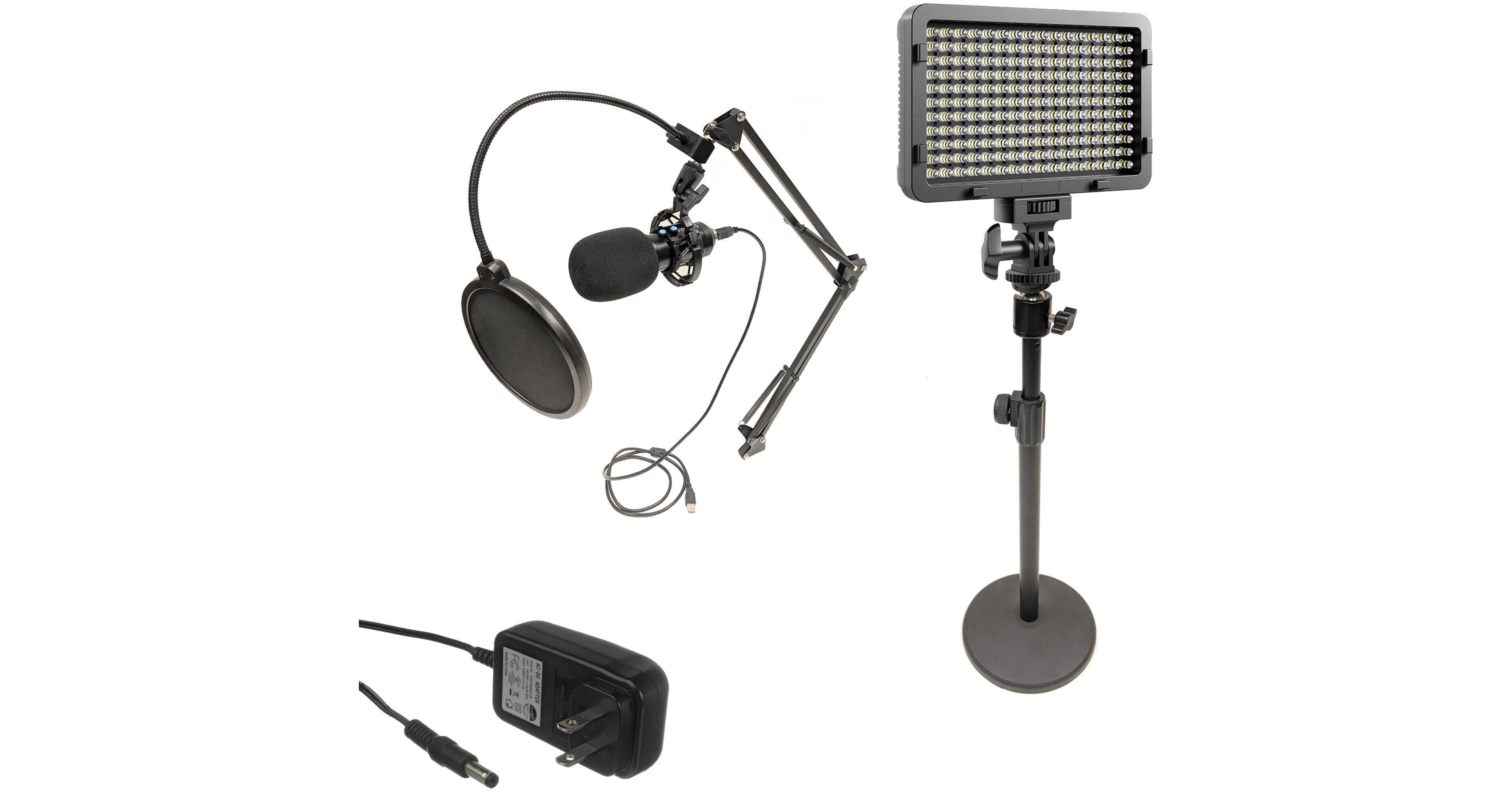 Bescor XT160 Light Kit with Tabletop Stand and XT160STREAM1MIC