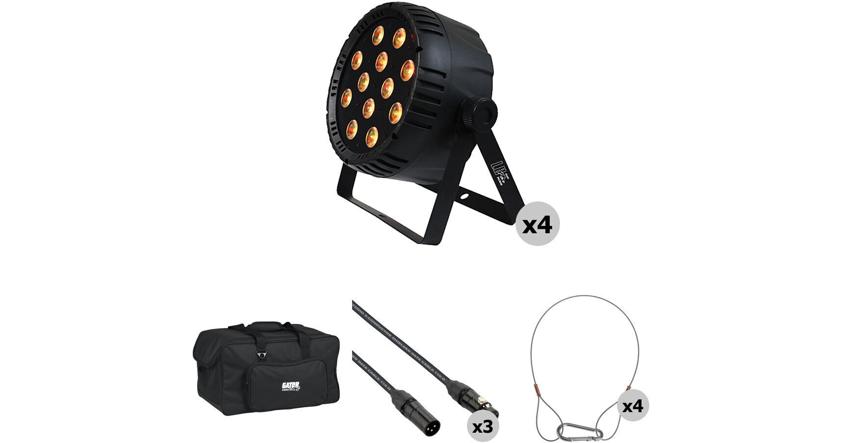 Blizzard LB-Par Quad RGBW LED Light with Case, DMX Cables, and