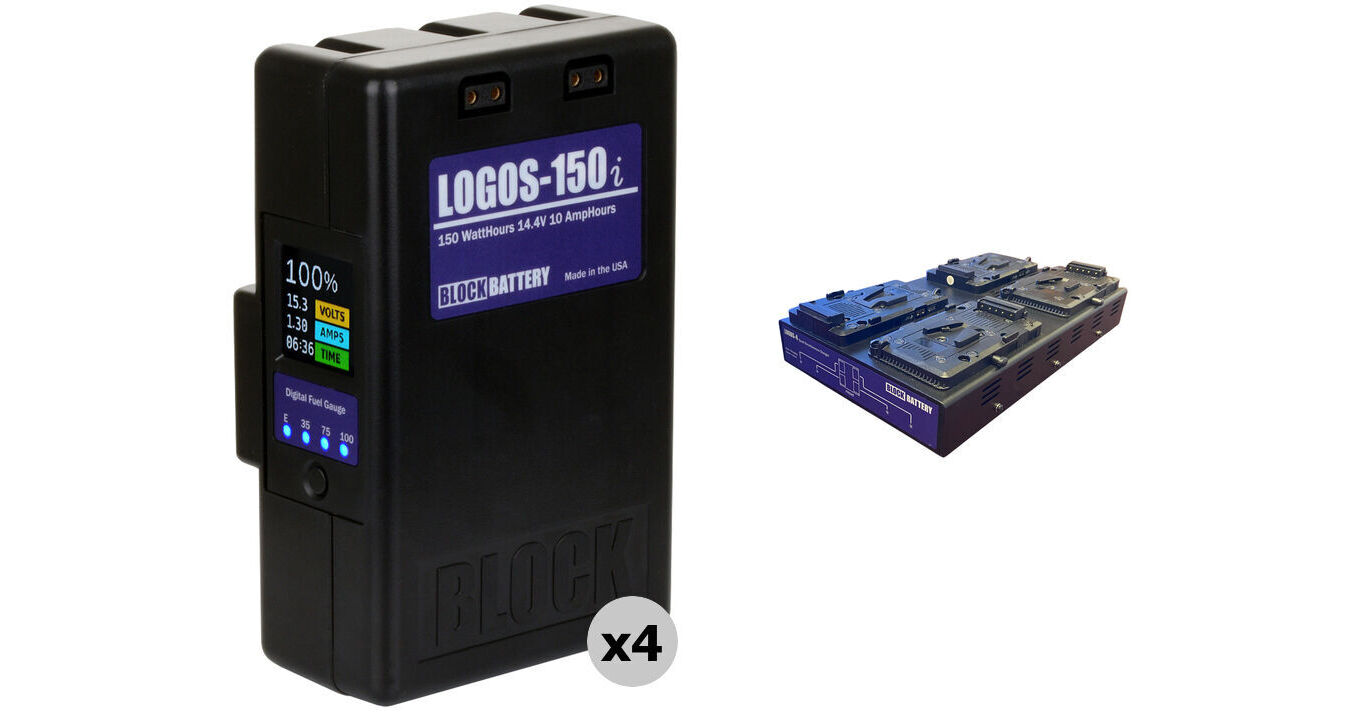 BlockBattery LOGOS-150i 4-Battery Kit with Quad Fast Charger