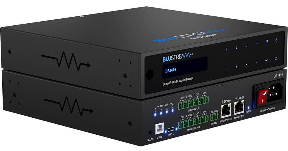 Blustream 14x14 Audio Matrix with Dante and USB DA1414 B&H Photo