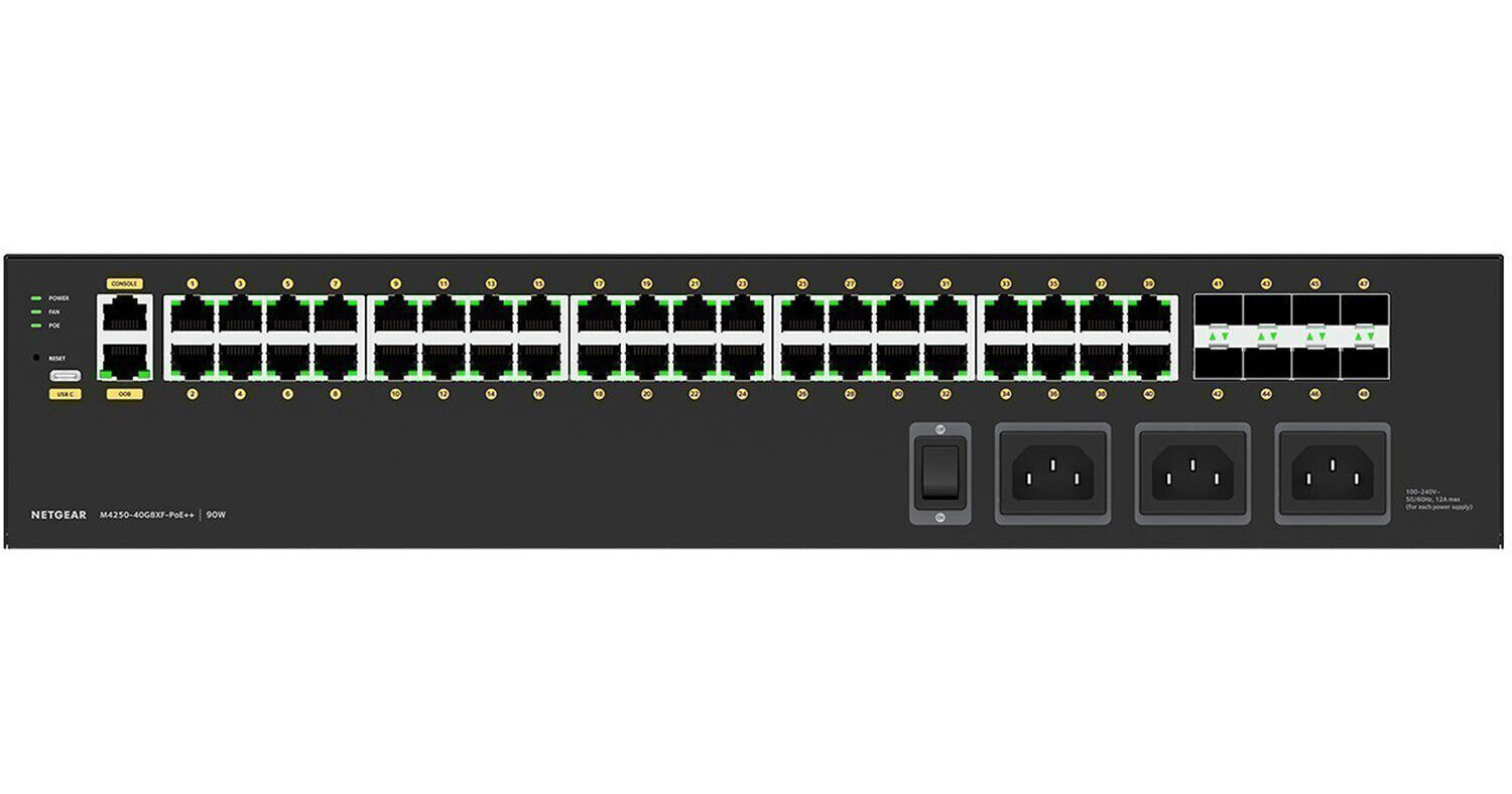 BZBGEAR Netgear AV Line 40x1G Ultra90 NET-M4250-40G8XF-POE++PC
