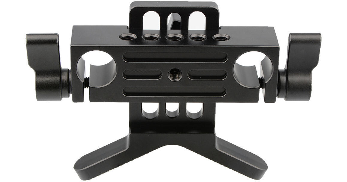 CAMVATE Adjustable Lens Support for 15mm Rods (Black Knobs)