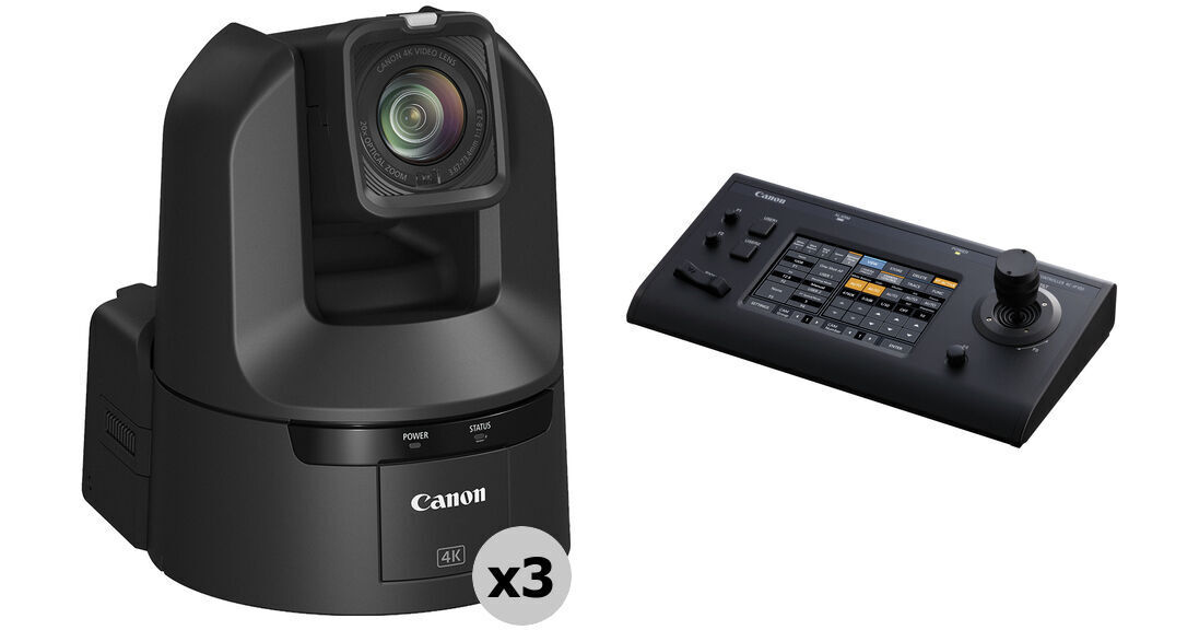 Canon CR-N350 4K NDI PTZ 3-Camera Kit with RC-IP100 Controller