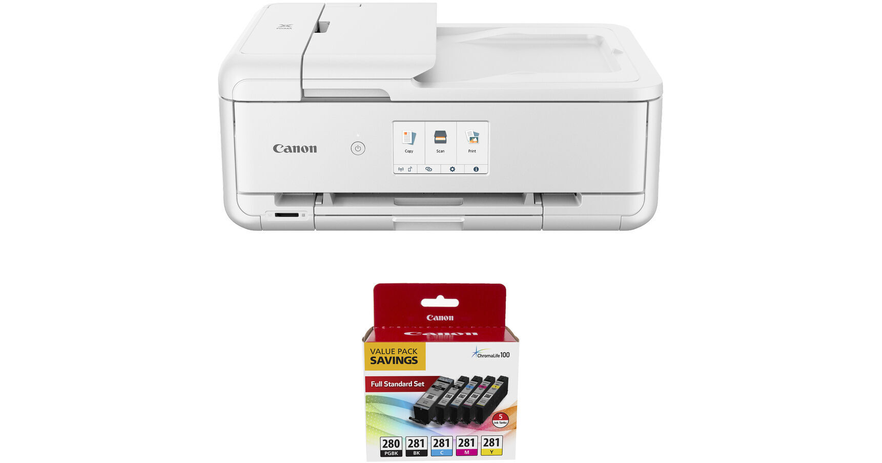 Canon Pixma TS9521Ca Wireless All-in-One Inkjet Printer (White)