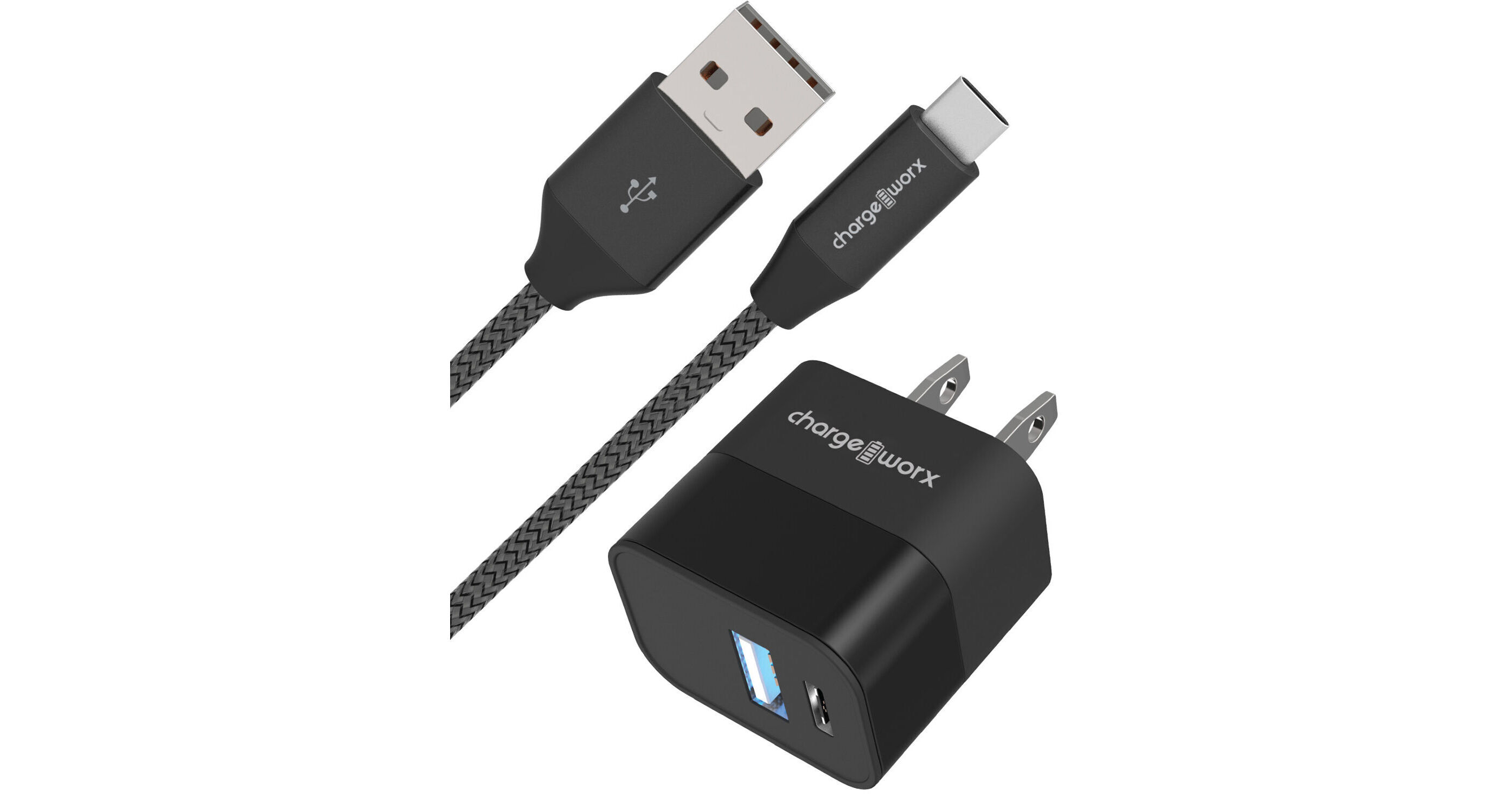 ChargeWorx USB-C and USB-A Wall Charger with Cable CHA-CX3224BK