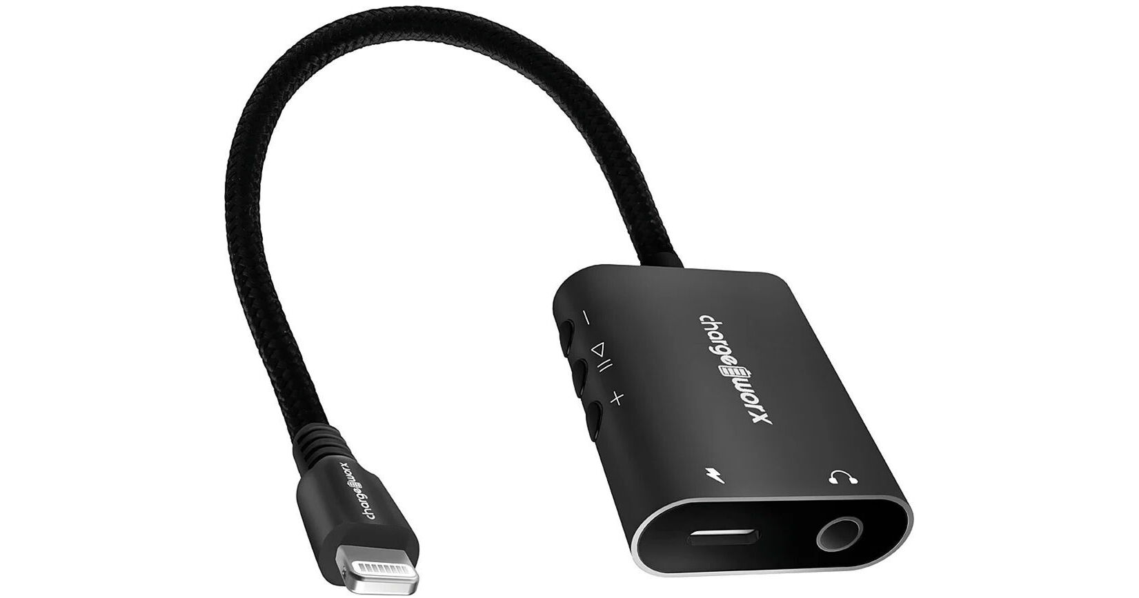 ChargeWorx Lightning Aux Adapter Charging Cable CHA-CX4750BK B&H