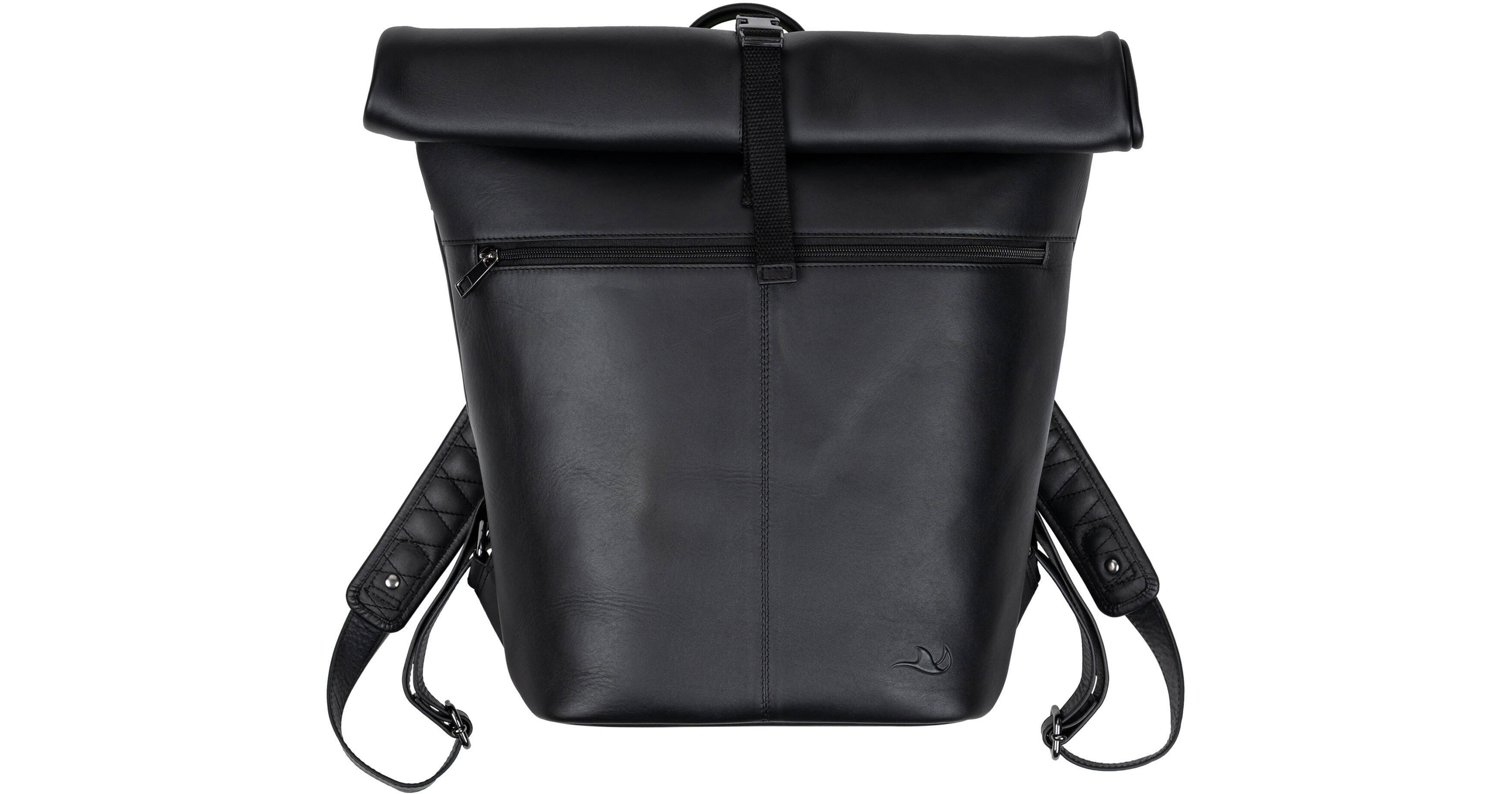 Dorr Roll Top Leather Backpack (Small, Black) VL-10-B-S B&H