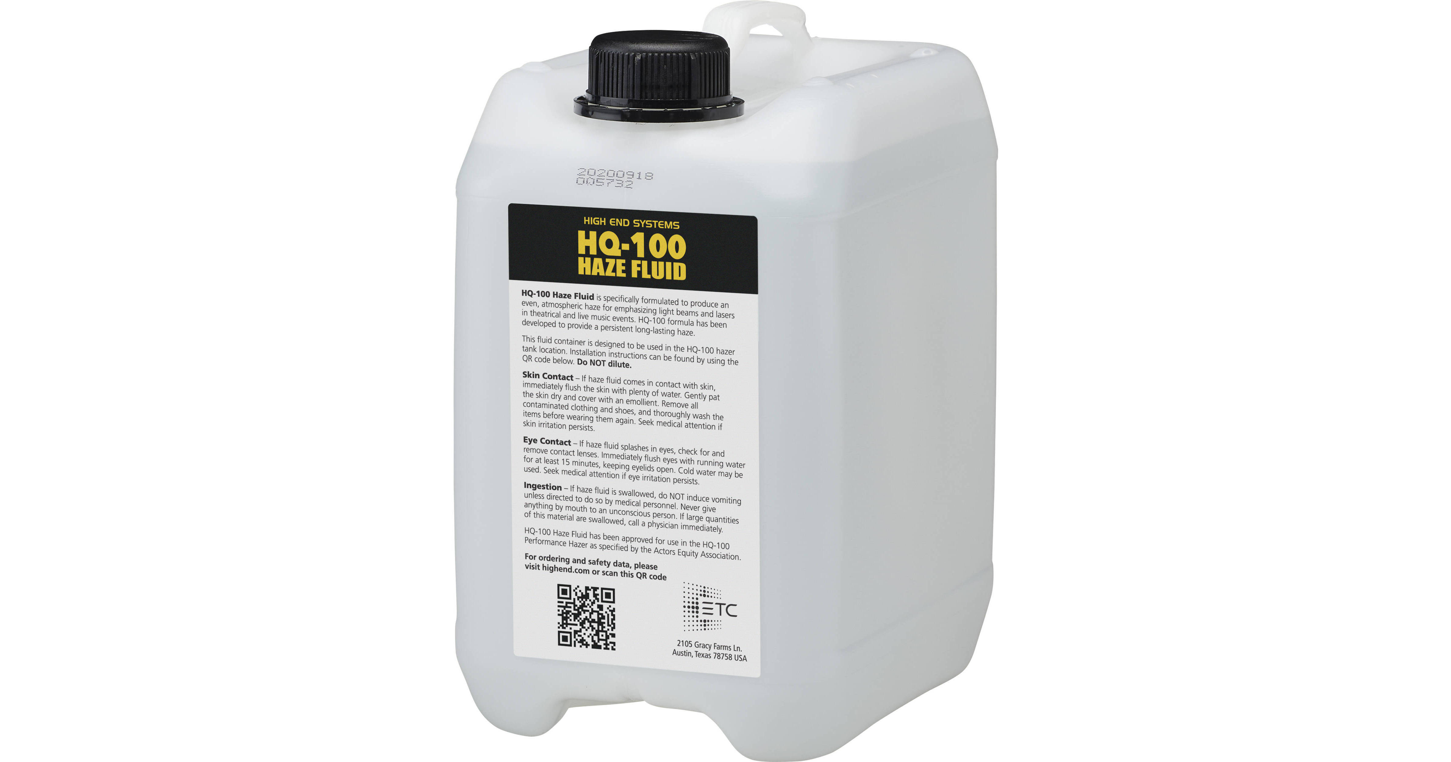ETC HQ-100 Haze Fluid (5 Liter) 1501A1501 B&H Photo Video