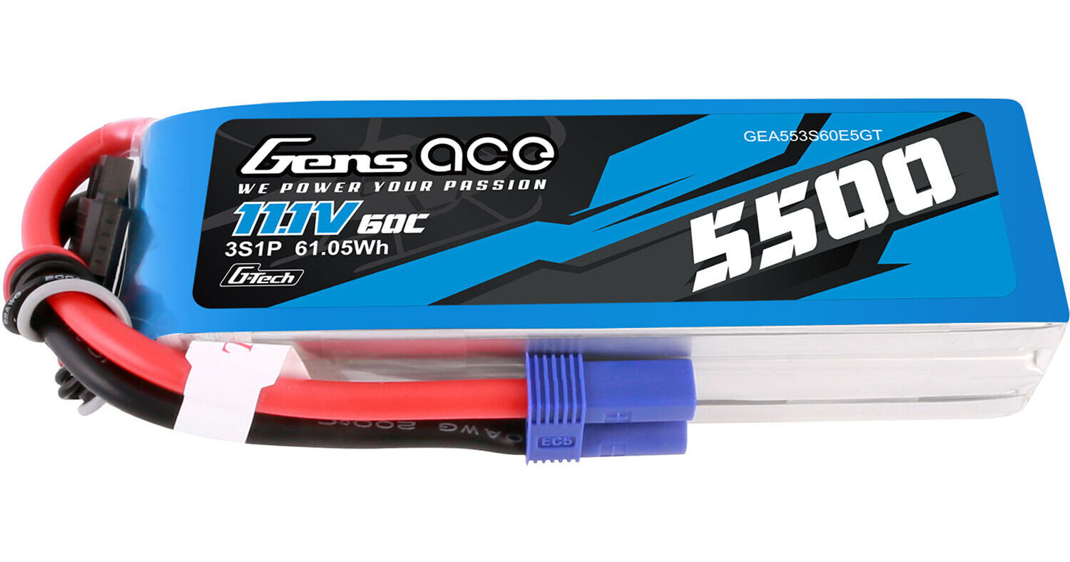 Gens Ace 5500mAh 3S 60C 11.1V G-Tech LiPo Battery GEA553S60E5GT