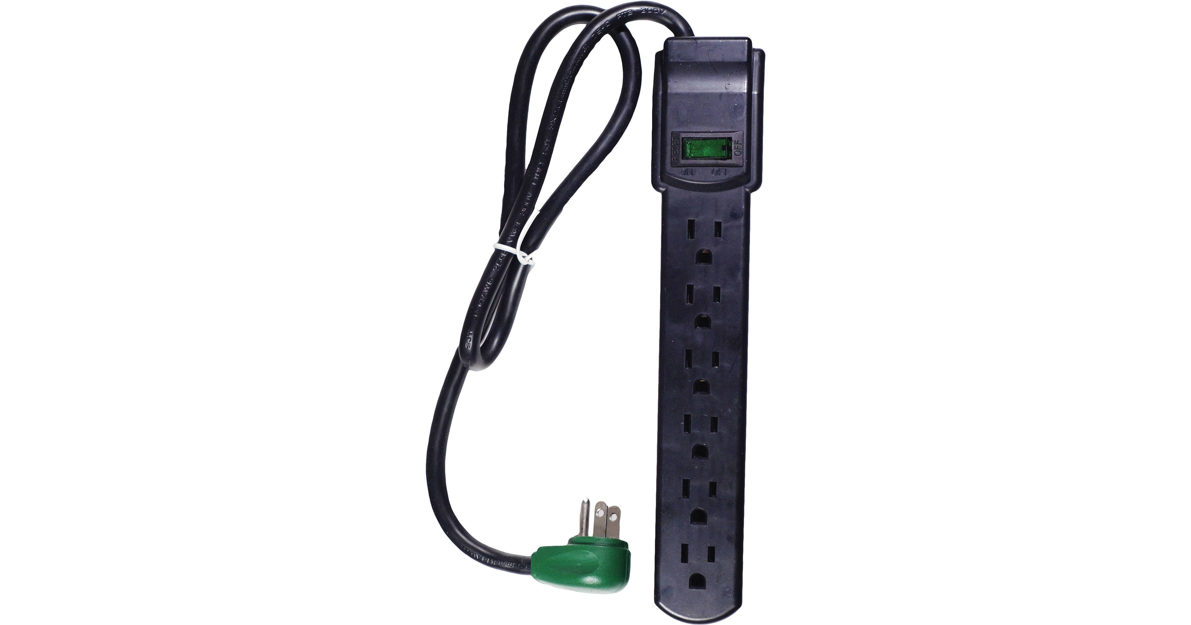 GoGreen Power 6-Outlet Surge Protector (Black, 3') GG-16103MSBK