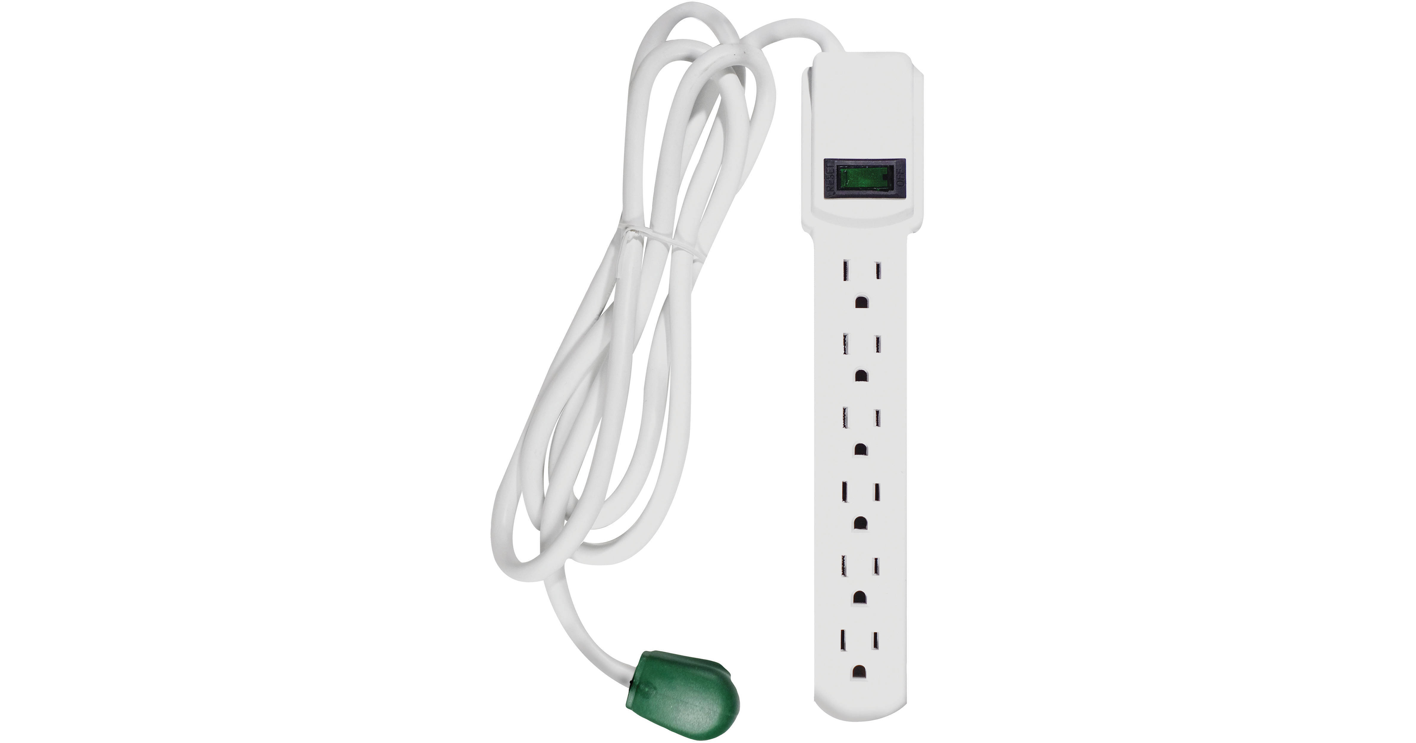 GoGreen Power 6-Outlet Surge Protector (White, 6') GG-16106MS