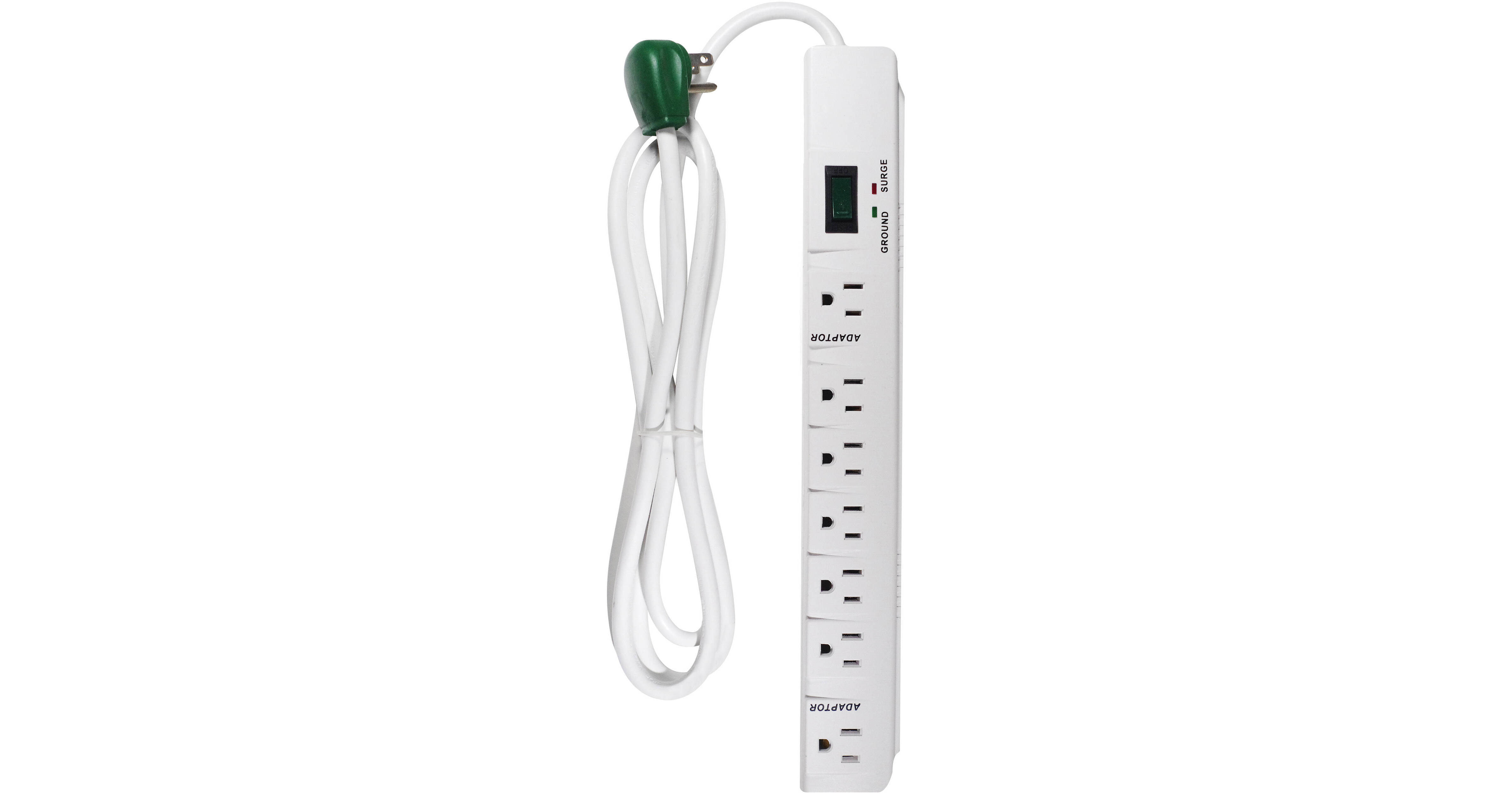 GoGreen Power 7-Outlet Surge Protector (6', White) GG-17636 B&H