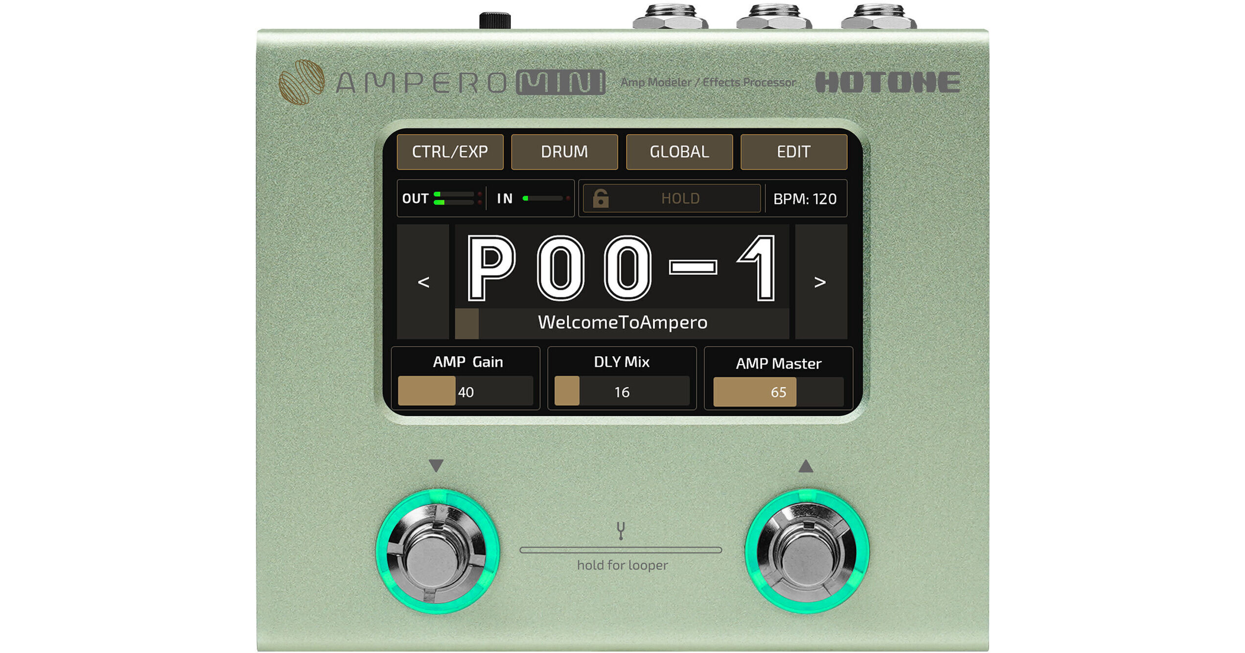 Hotone Ampero Mini Guitar Multi-Effects Pedal (Matcha) MP-50MC