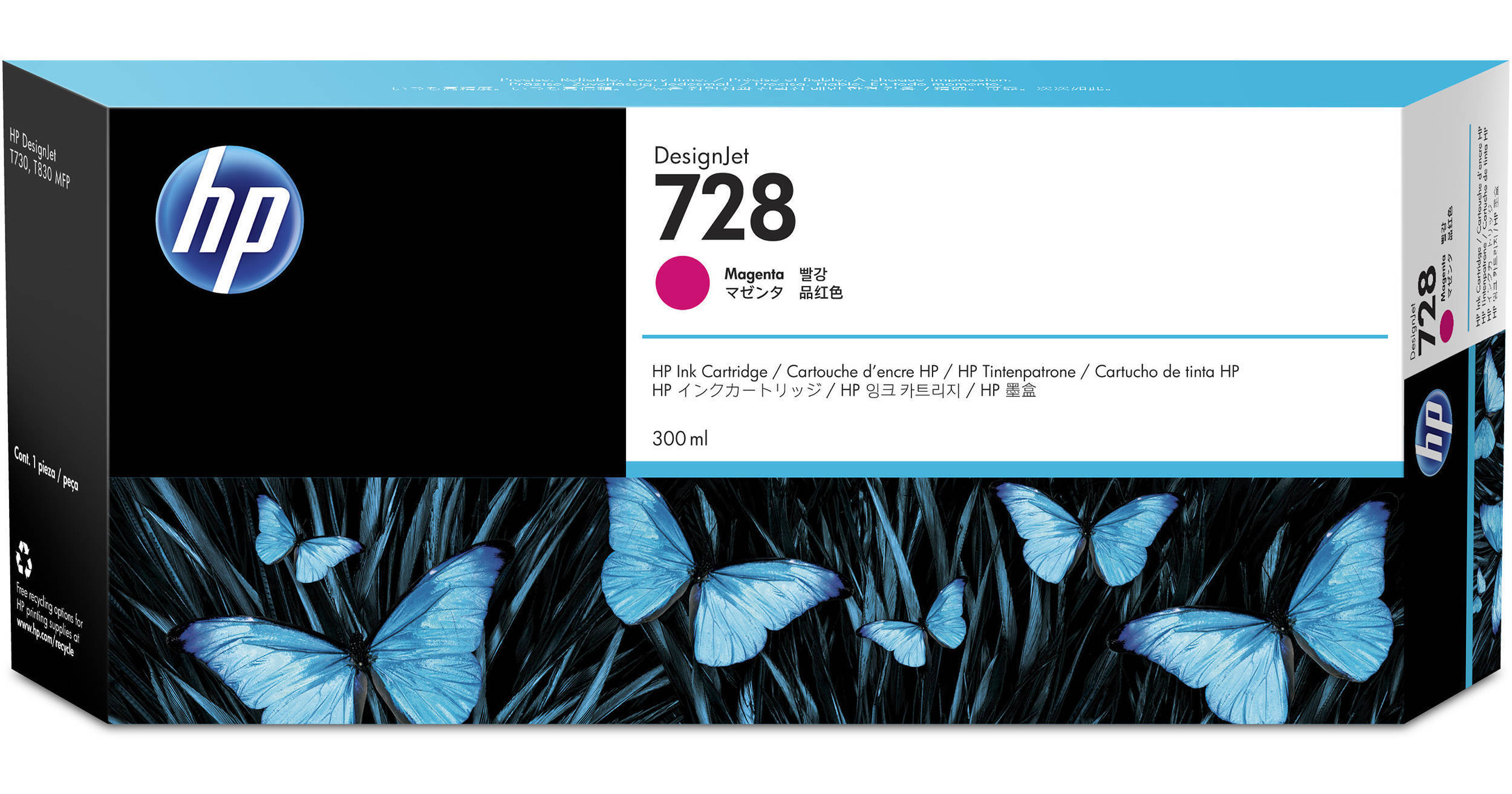 HP 728 Magenta DesignJet Ink Cartridge (300mL) F9K16A B&H Photo