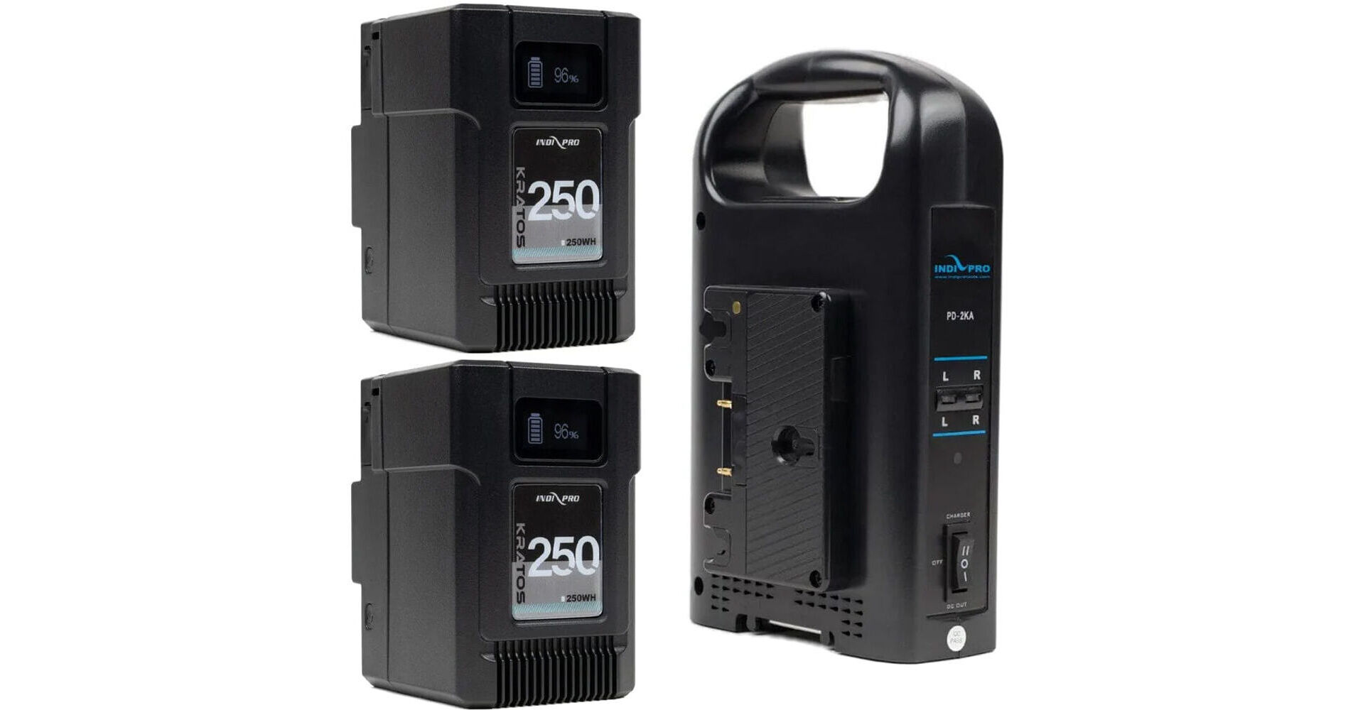 IndiPRO Tools Kratos 2 x Gold Mount Batteries and Dual 2KGM250KT