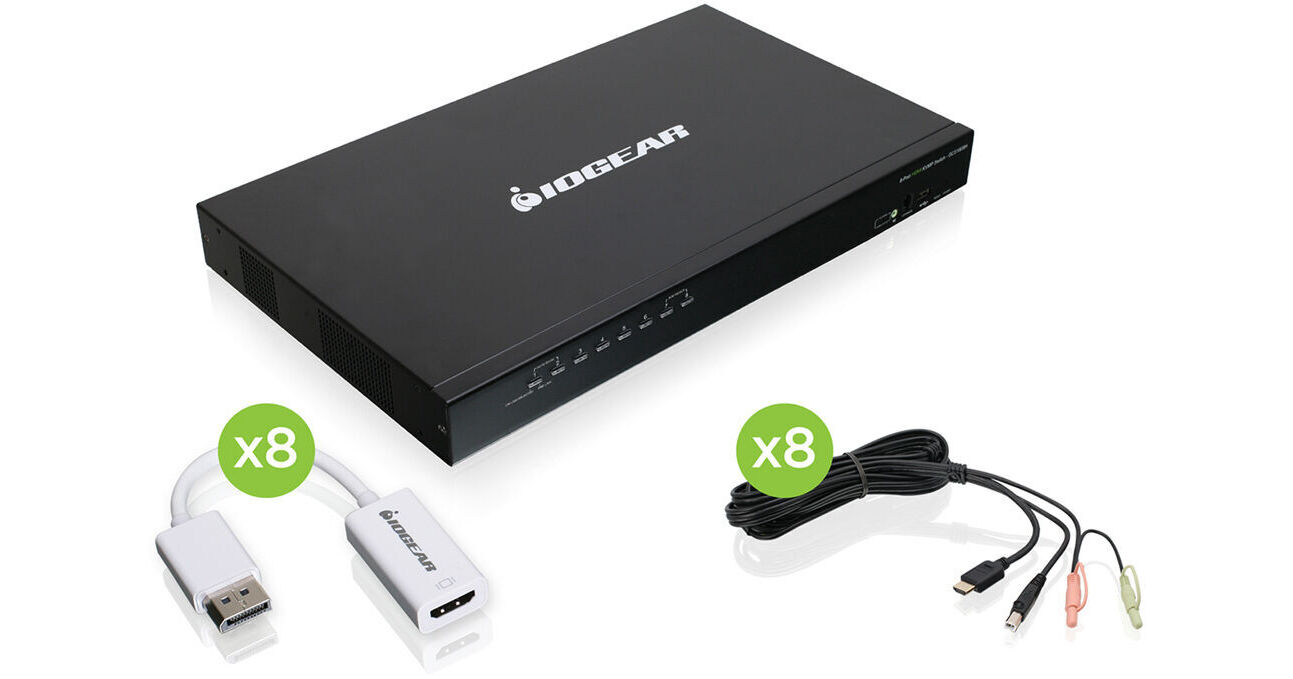 IOGEAR 8-Port USB PS/2 Combo HD Displayport KVM GCS1808HDPKITU
