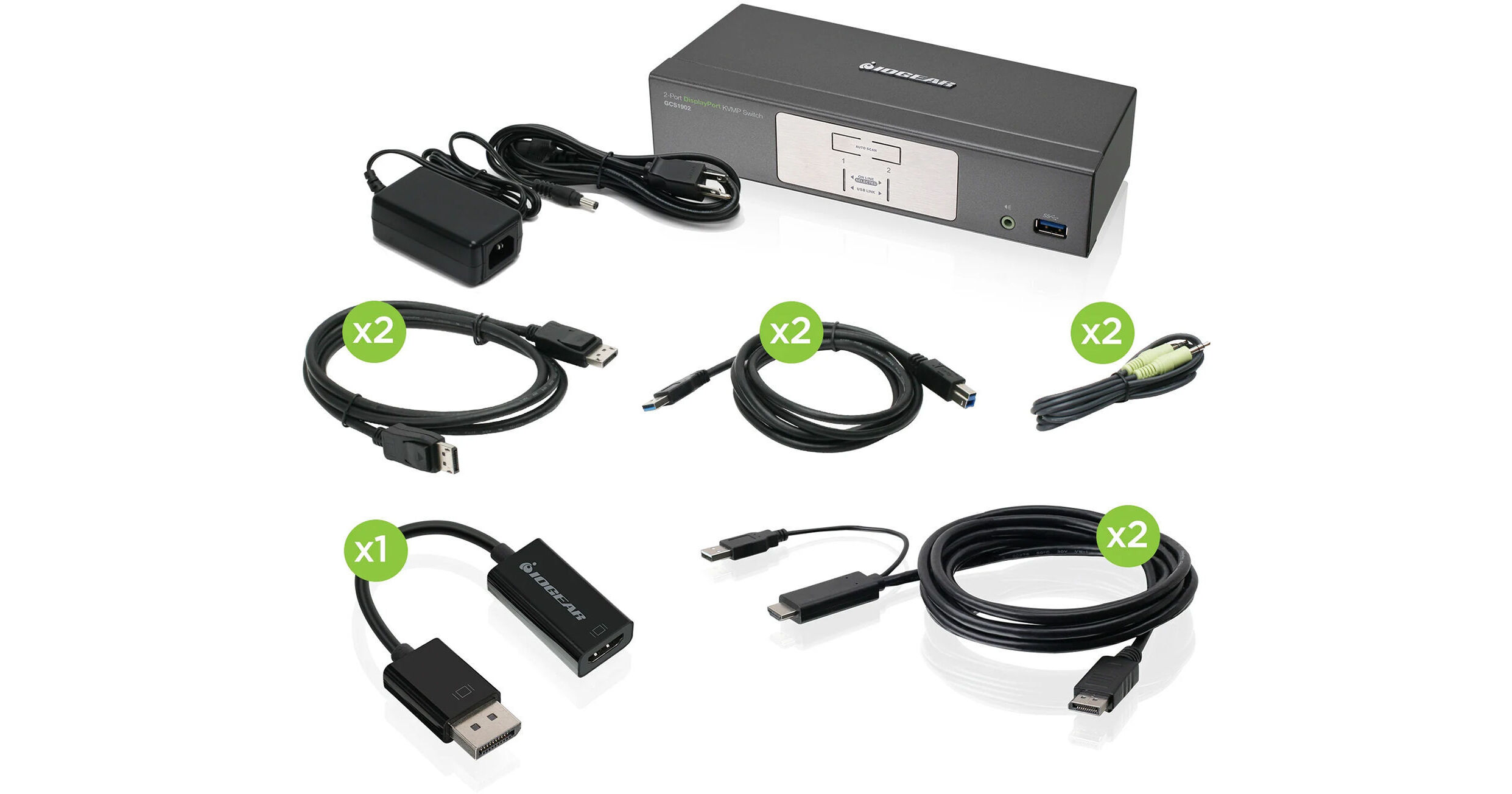 IOGEAR 2-Port 4K DisplayPort/HDMI KVMP Switch with USB
