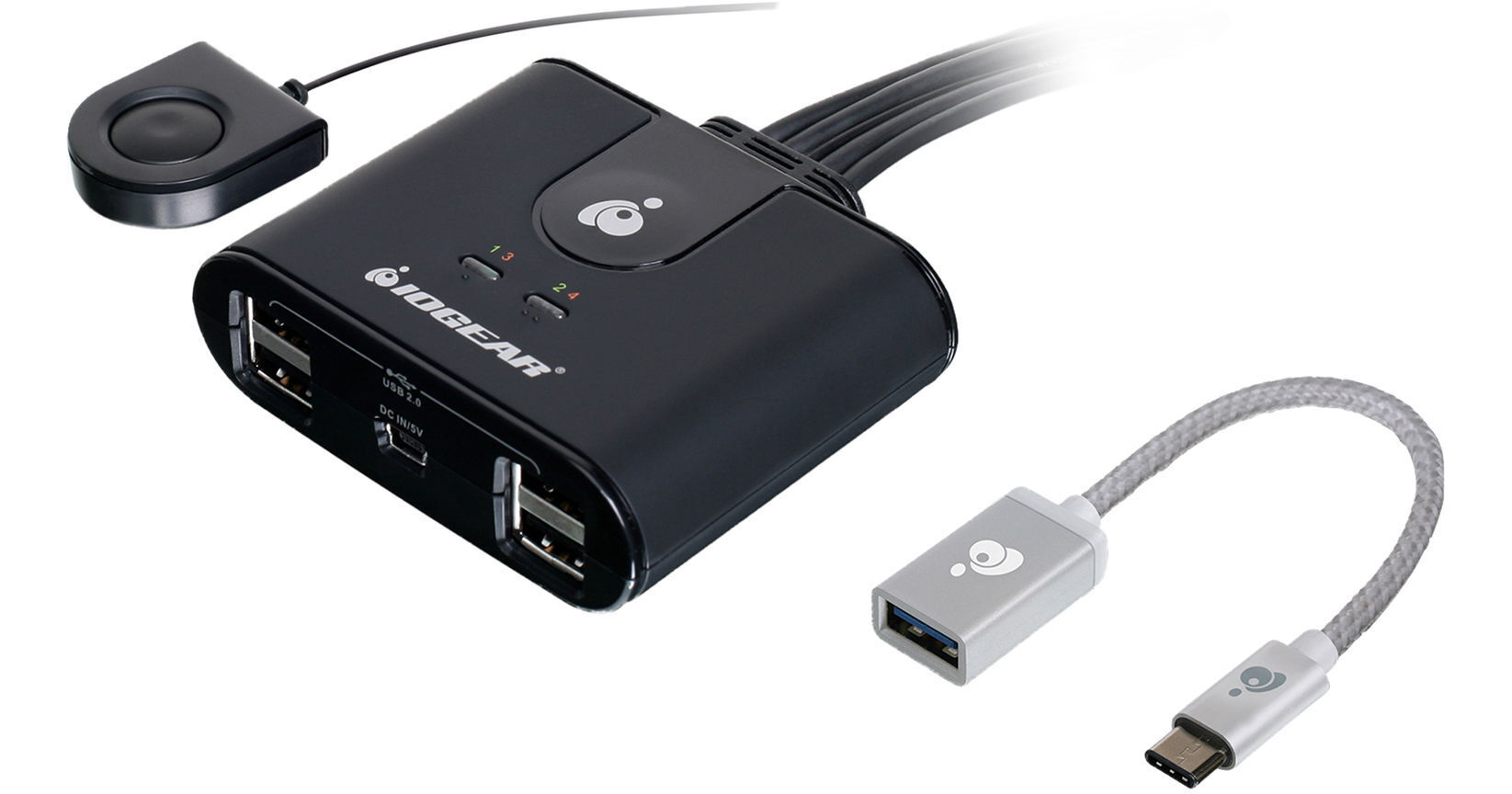 IOGEAR 4x4 USB 2.0 Sharing Switch with USB Type-C GUS404CA1KIT