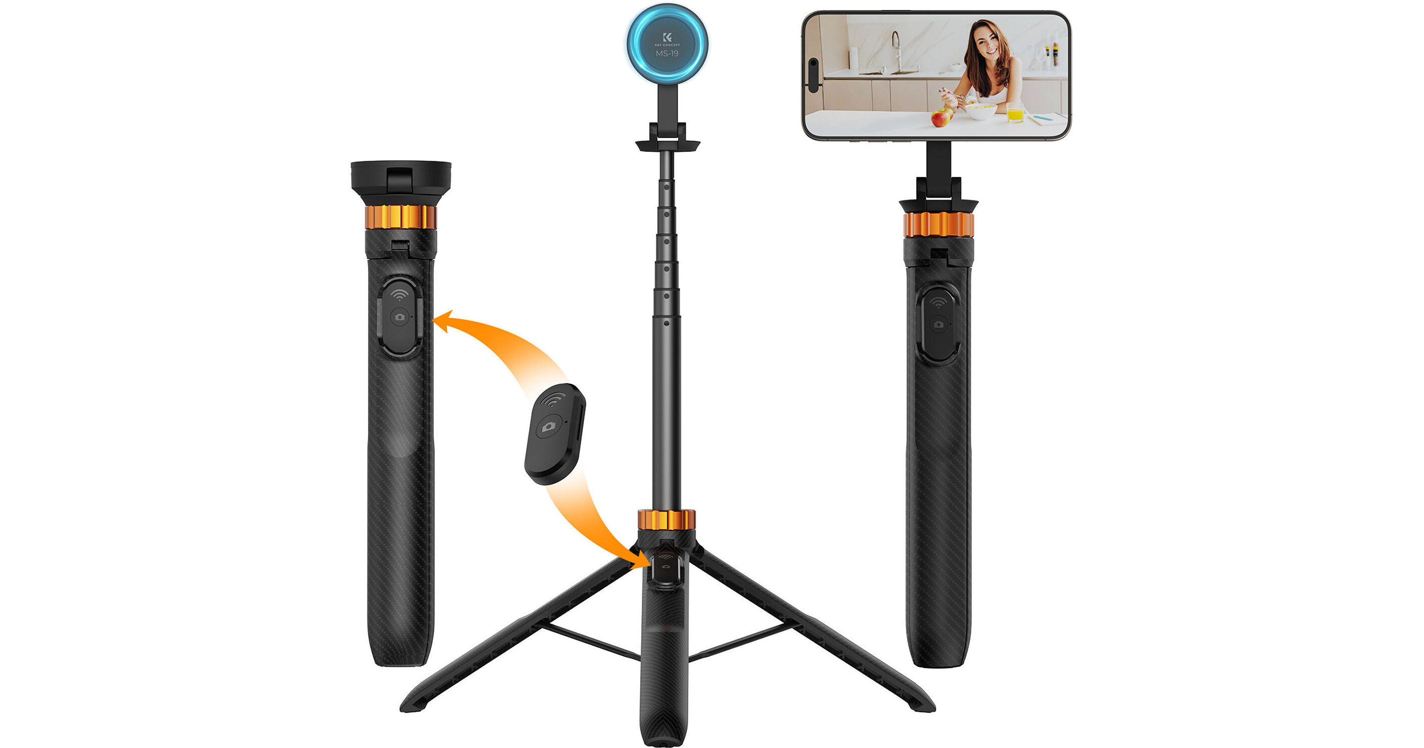 K&F Concept MS19 Magnetic Selfie Stick Tripod KF09.139 B&H Photo