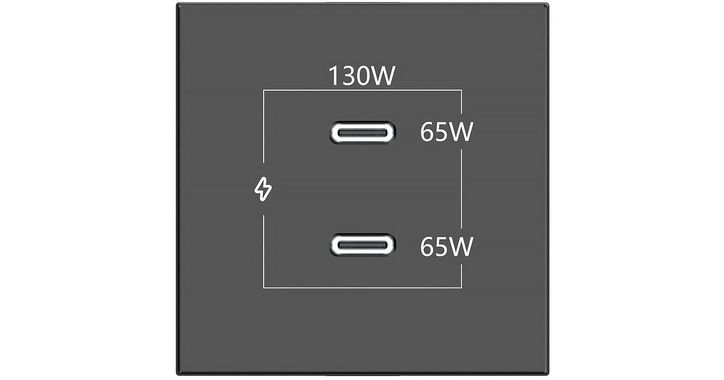 Kramer 130W 2-Port USB-C Charging Module for Table 80-000340 B&H