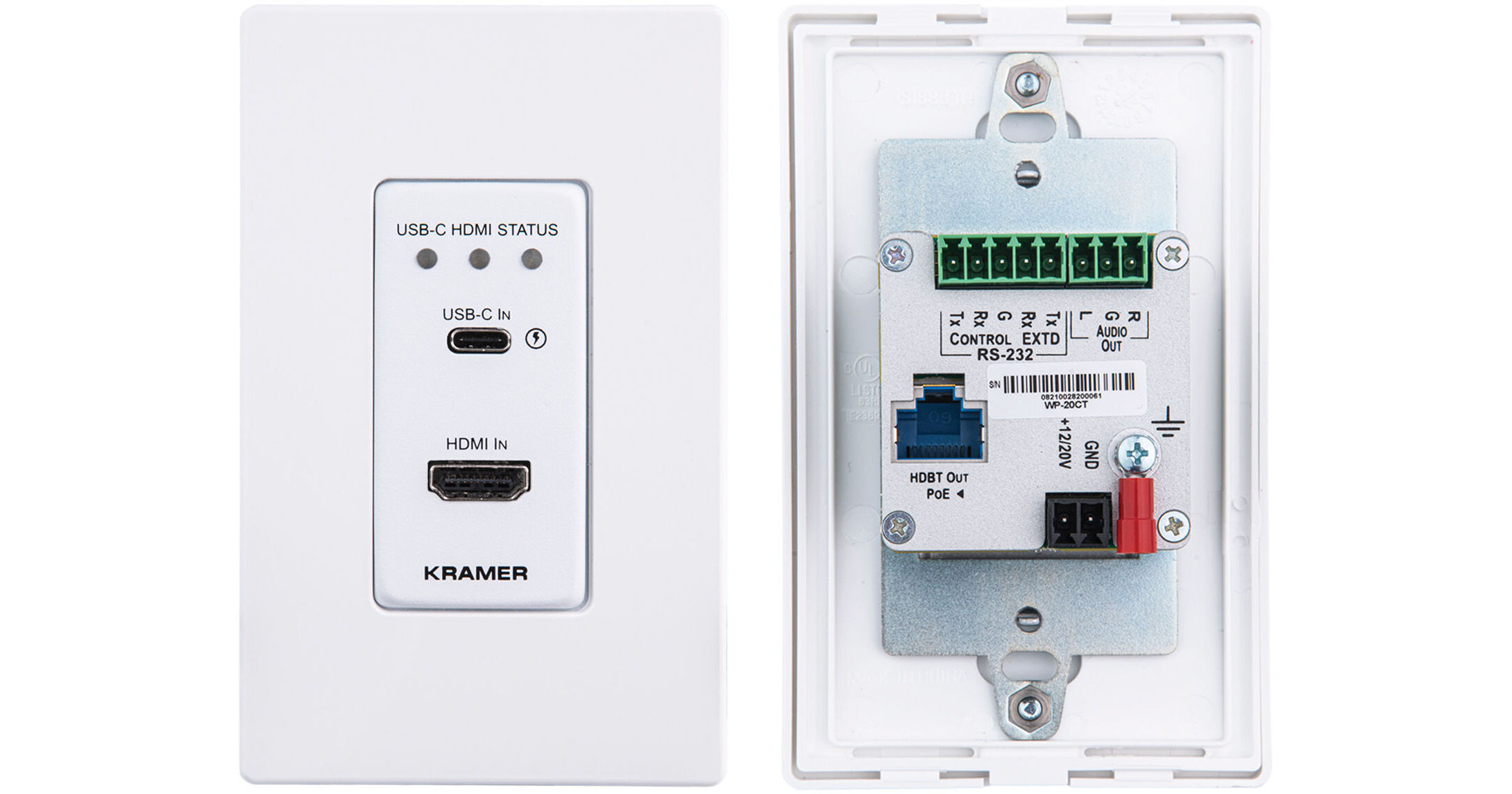 Kramer WP-20CT HDMI & USB Type-C Wall Plate WP-20CT/US-D(W/B)