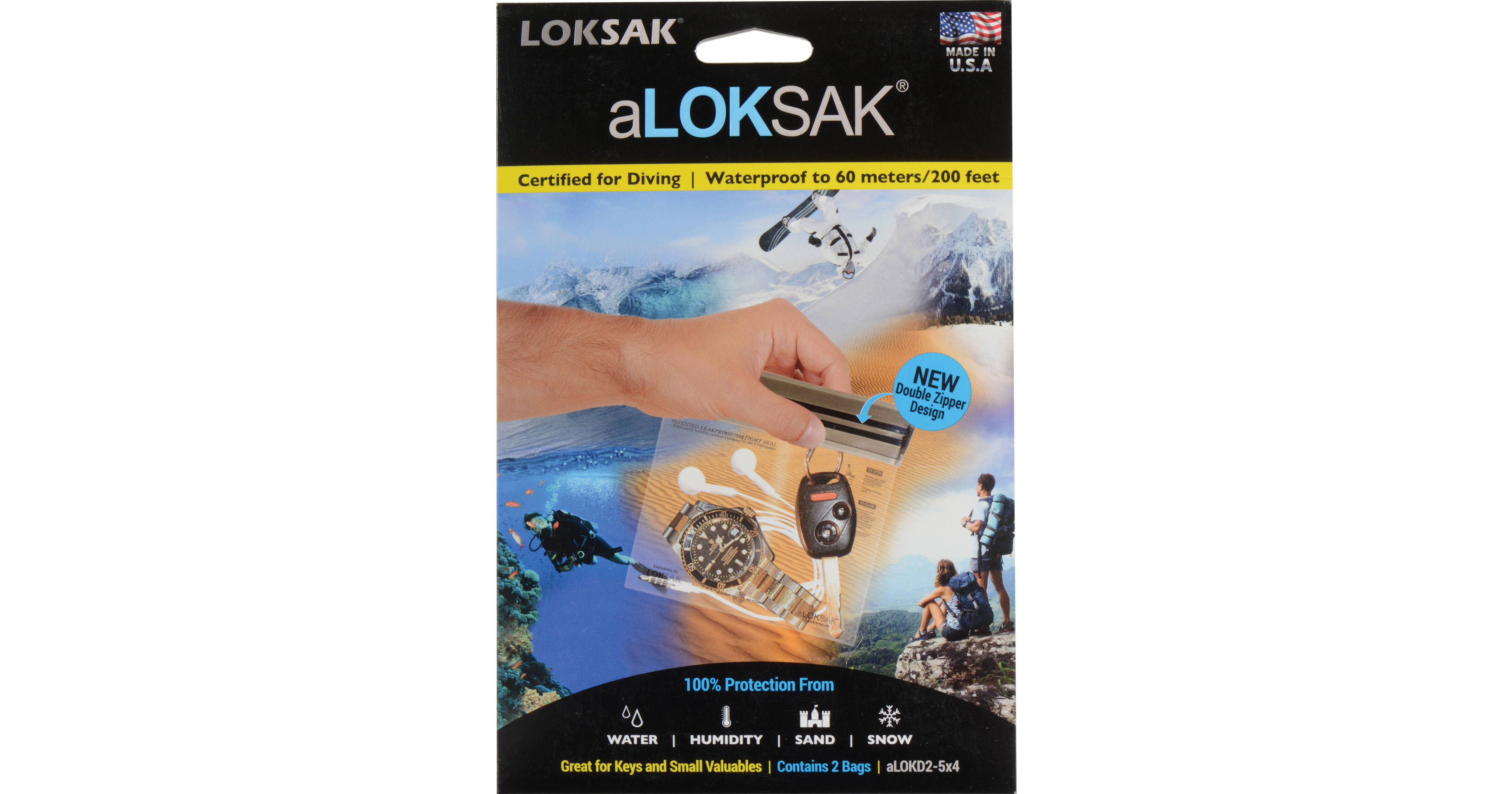 LOKSAK aLOKSAK 5 x 4" Waterproof Bags (2-Pack) 390021 B&H Photo
