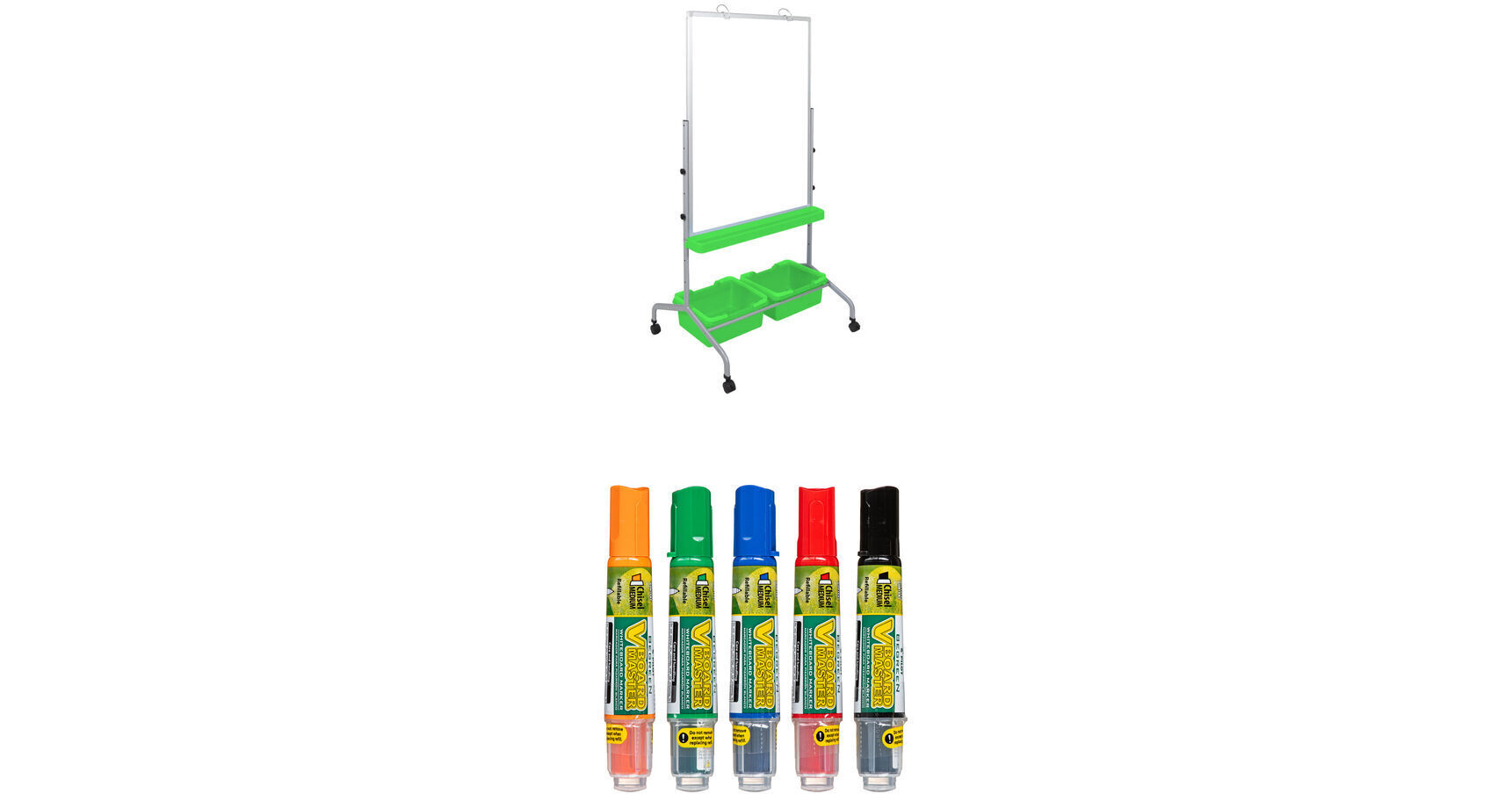 Luxor Classroom Double-Sided Magnetic Whiteboard & Assorted