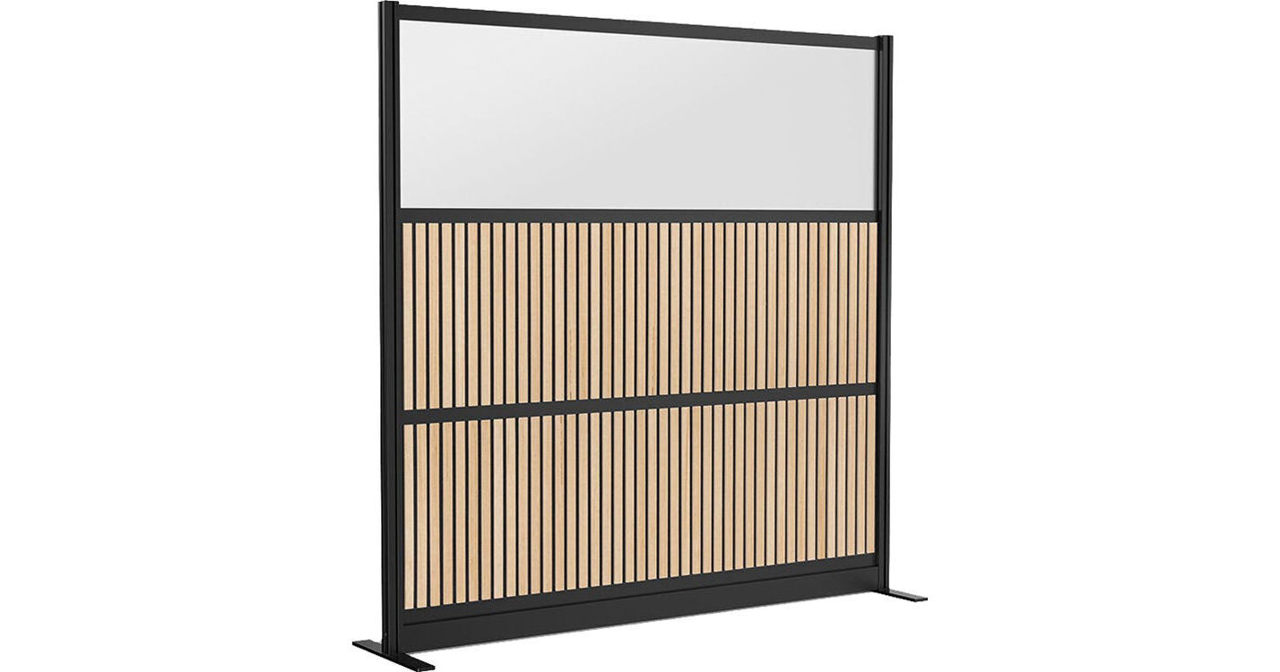 Luxor Grove Modular Wall with Wood Slats, Frosted MW-7070-WAB