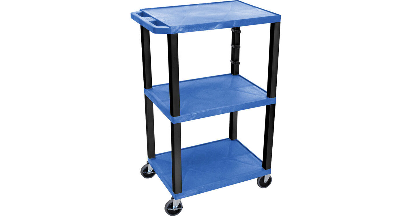 Luxor Three-Shelf Plastic Utility Cart 42" (Blue) UCPL1BU-B B&H