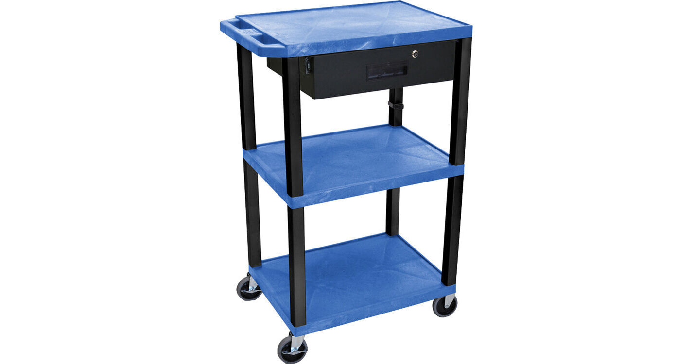 Luxor Three-Shelf Plastic Utility Cart 42" UCPL1BU-B-WTD B&H