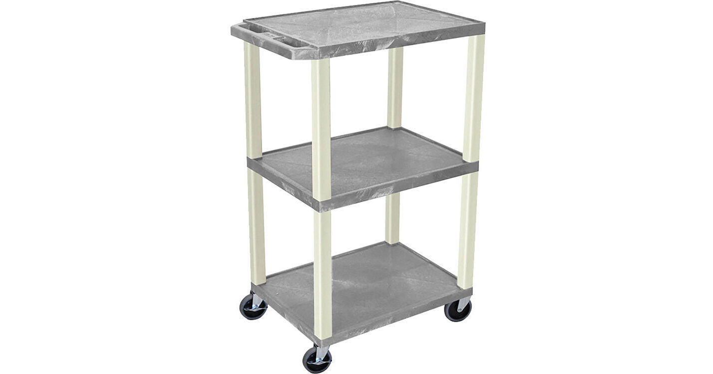 Luxor Three-Shelf Plastic Utility Cart 42" (Gray) UCPL1GY B&H
